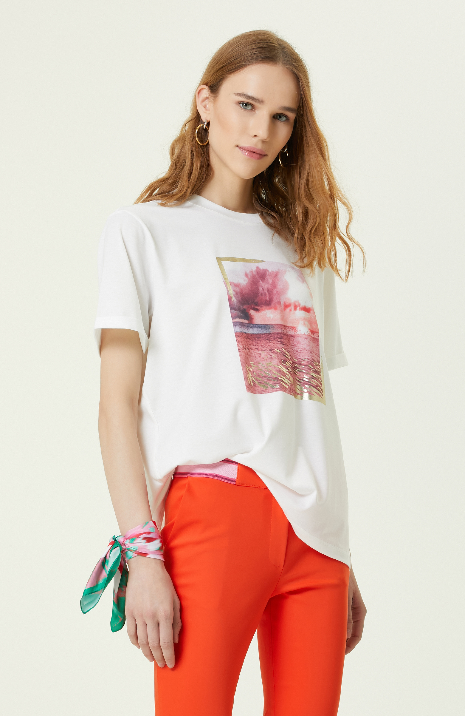 Kırık Beyaz Baskılı T-shirt