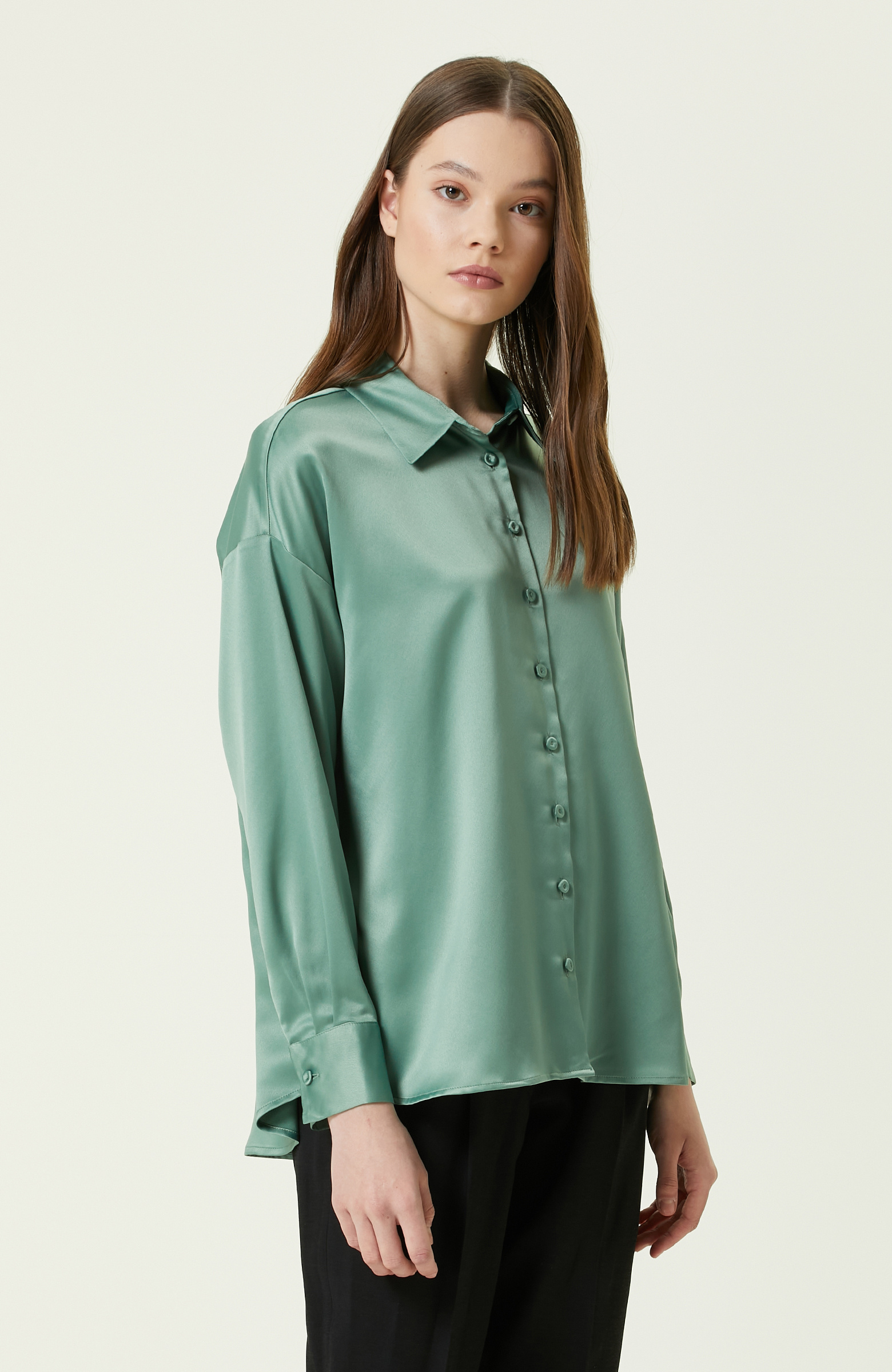 Geniş Fit Yeşil Gömlek