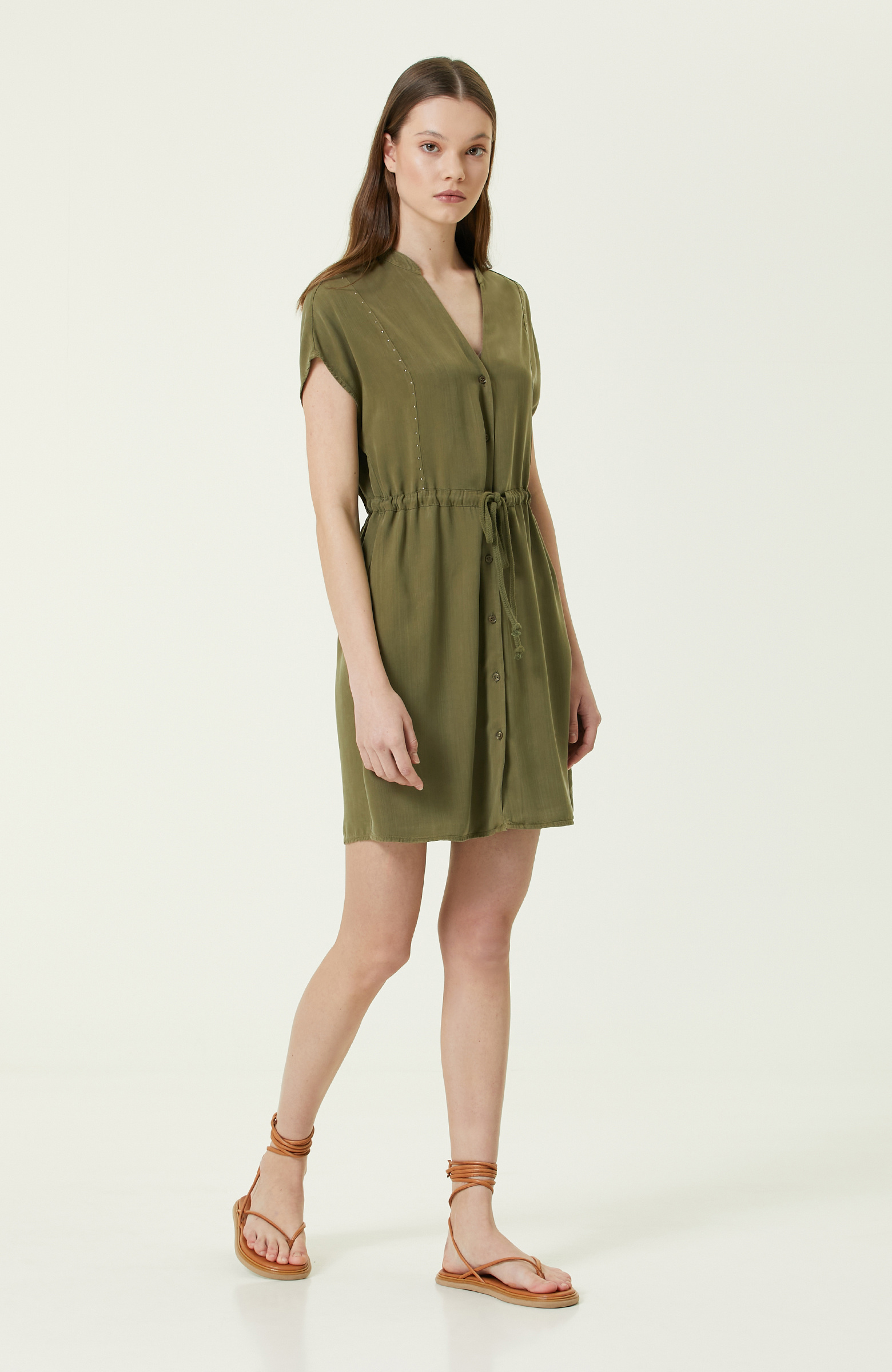 Basic Fit Haki Mini Elbise Basic Fit Haki Mini Elbise