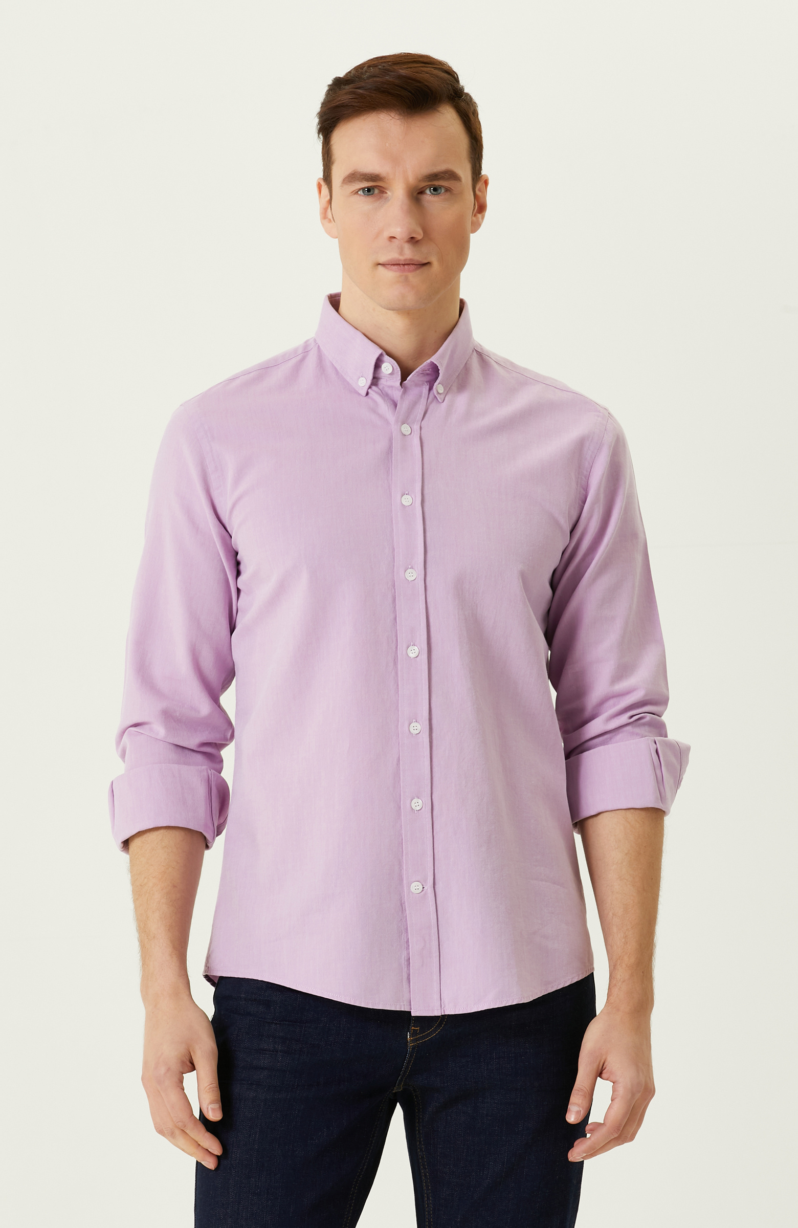 Slim Fit Koyu Pembe Gömlek