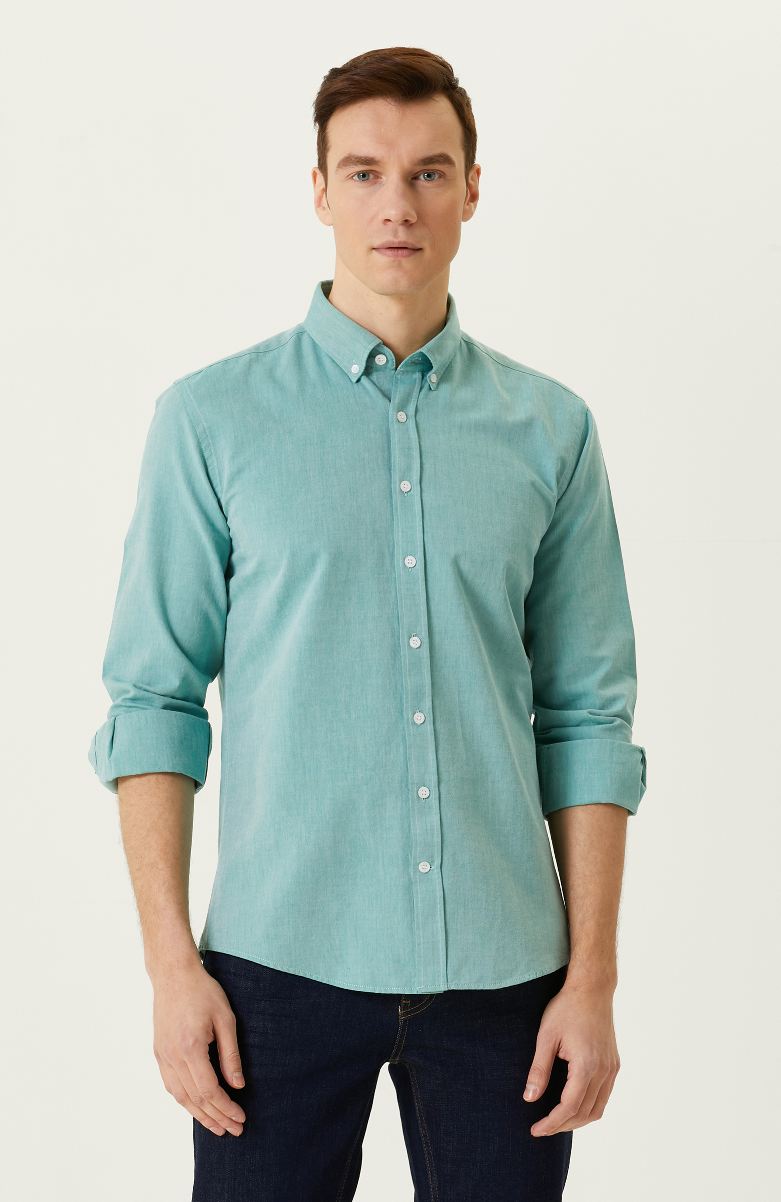 Slim Fit Yeşil Gömlek
