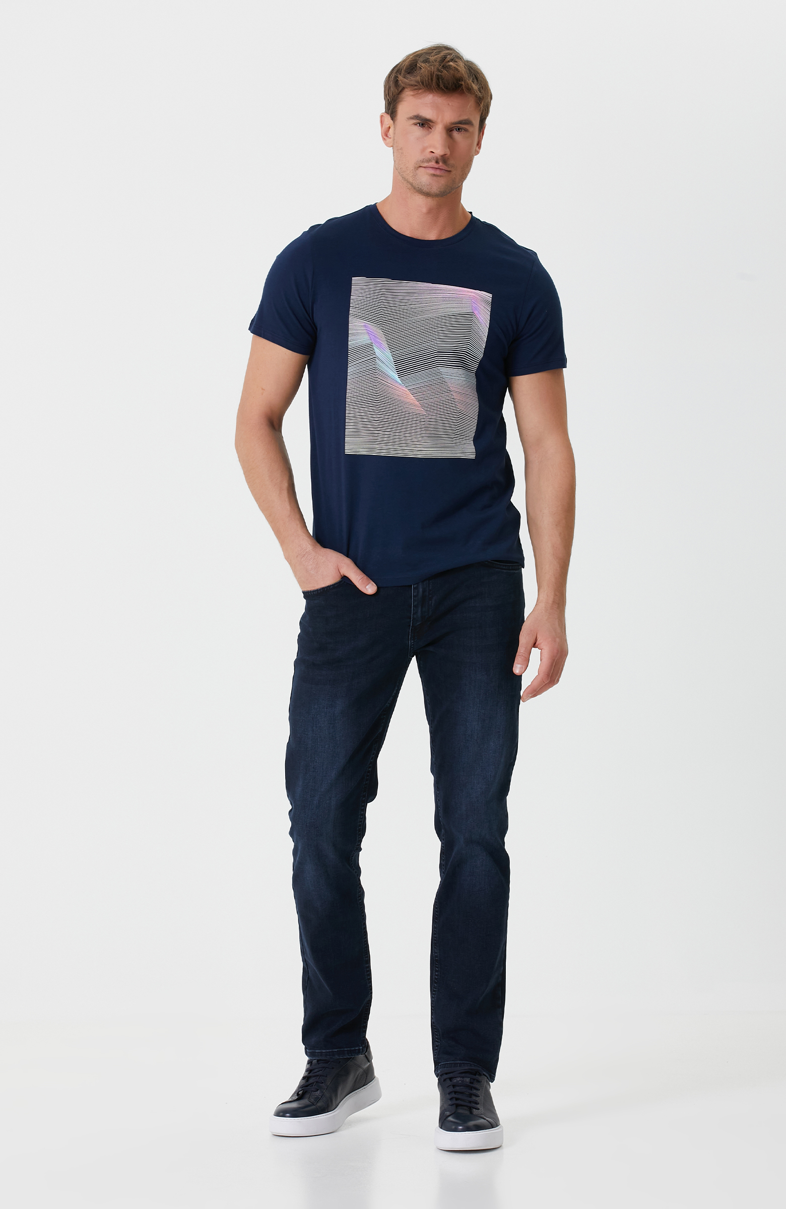 Slim Fit Koyu Lacivert Denim Pantolon Slim Fit Koyu Lacivert Denim Pantolon