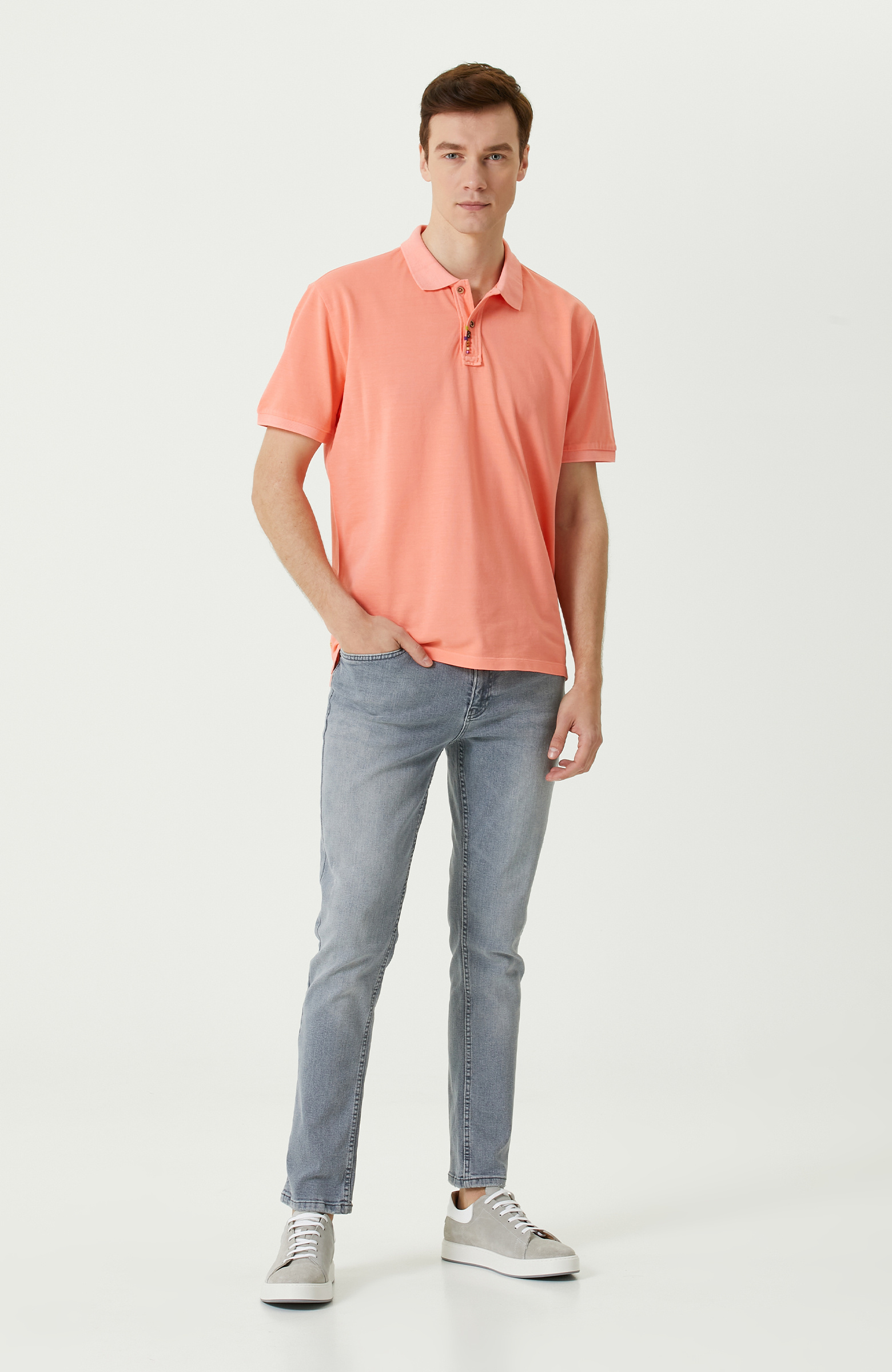 Slim Fit Gri Denim Pantolon