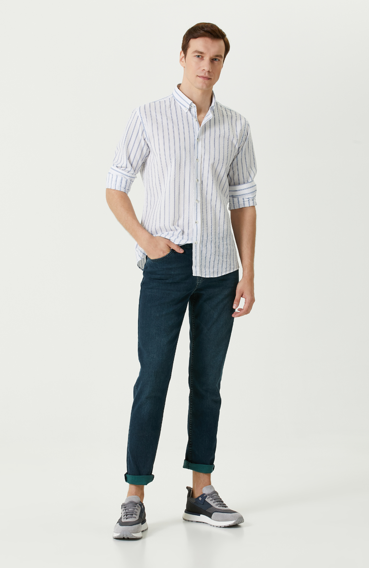 Slim Fit Koyu Yeşil Denim Pntolon Slim Fit Koyu Yeşil Denim Pntolon