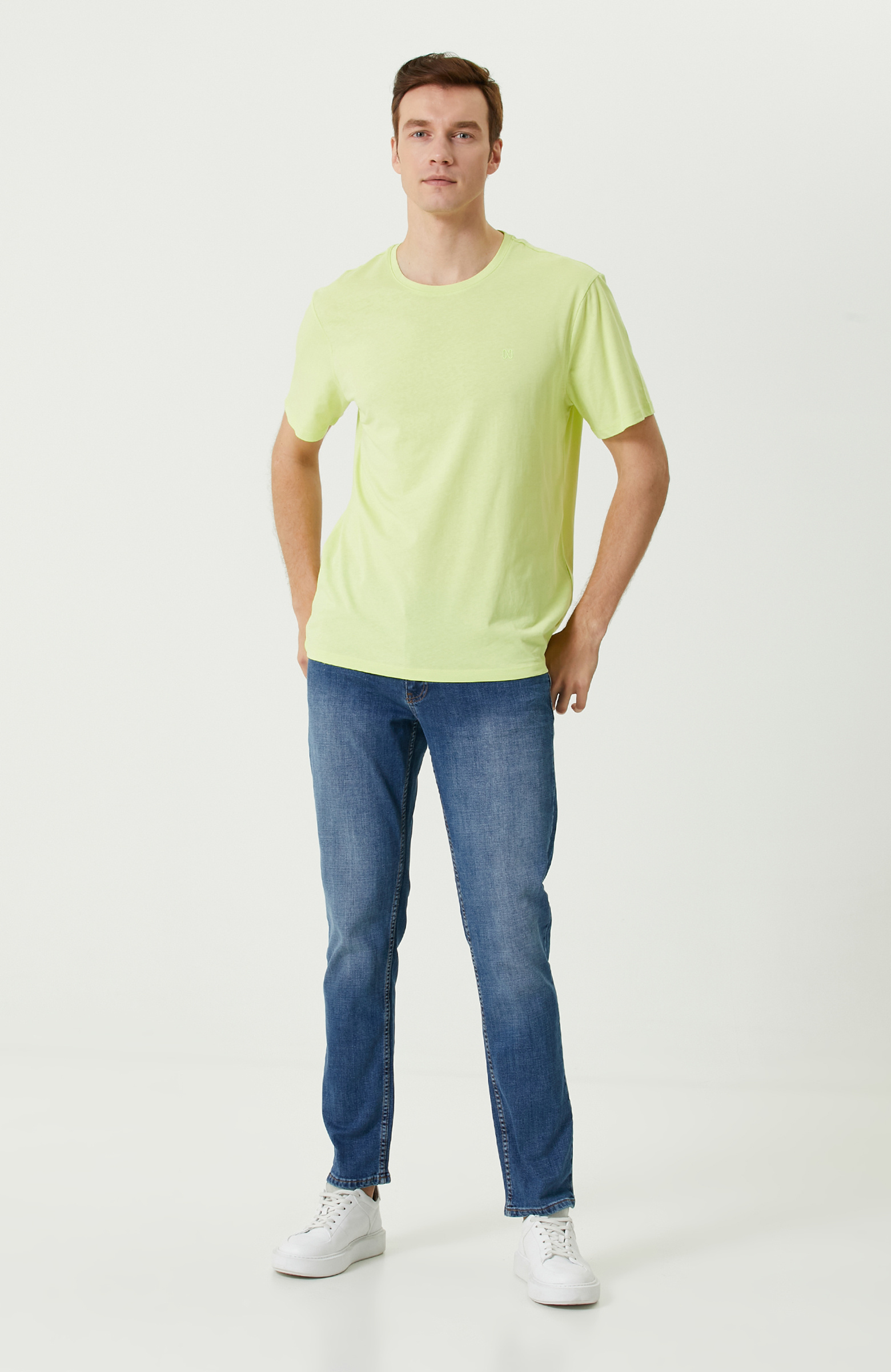 Slim Fit Açık Lacivert Denim Pantolon