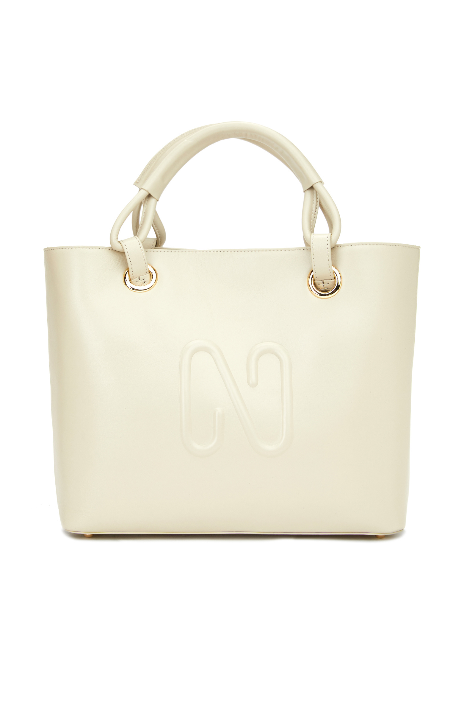 Krem Kadın Deri Omuz Çantası