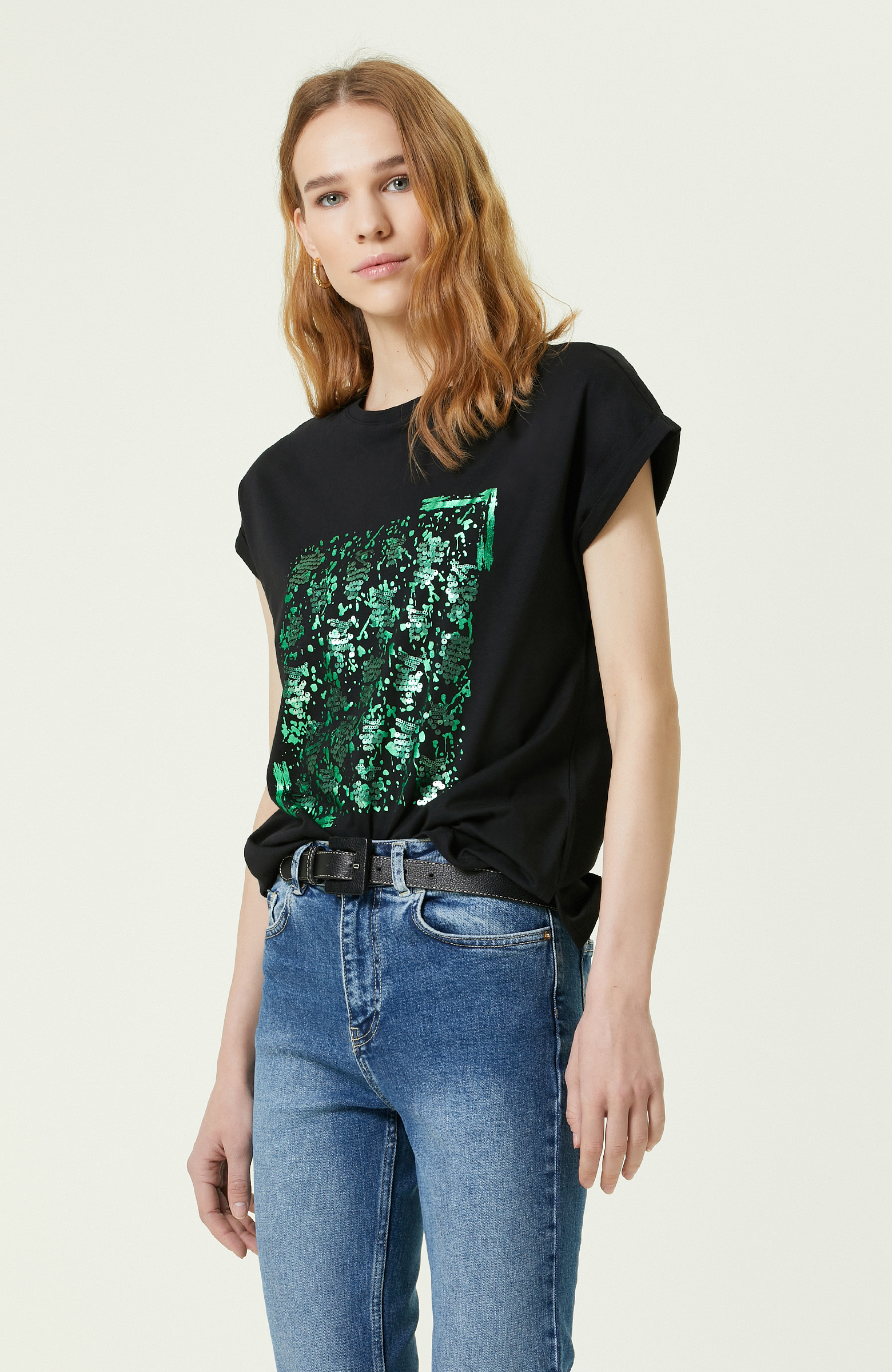 Siyah Payetli T-shirt