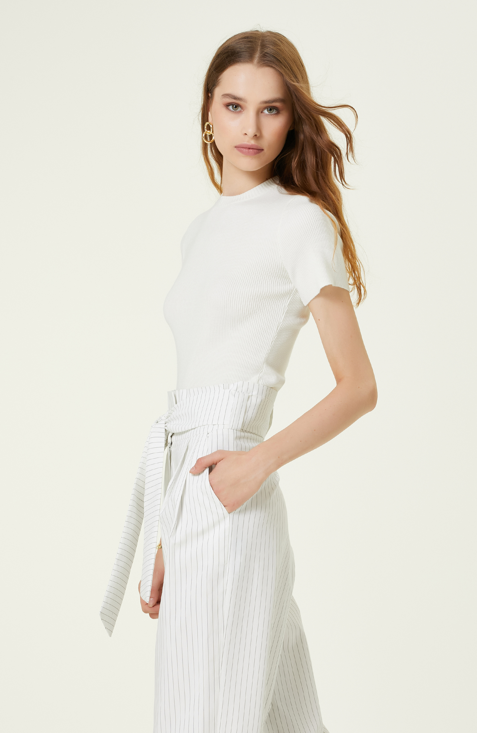 Slim Fit Ekru Kazak Slim Fit Ekru Kazak