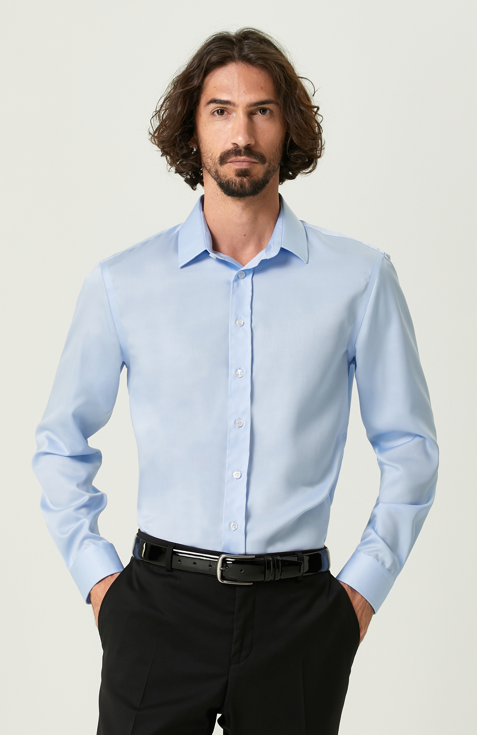 Slim Fit Mavi Non-iron Gömlek Slim Fit Mavi Non-iron Gömlek