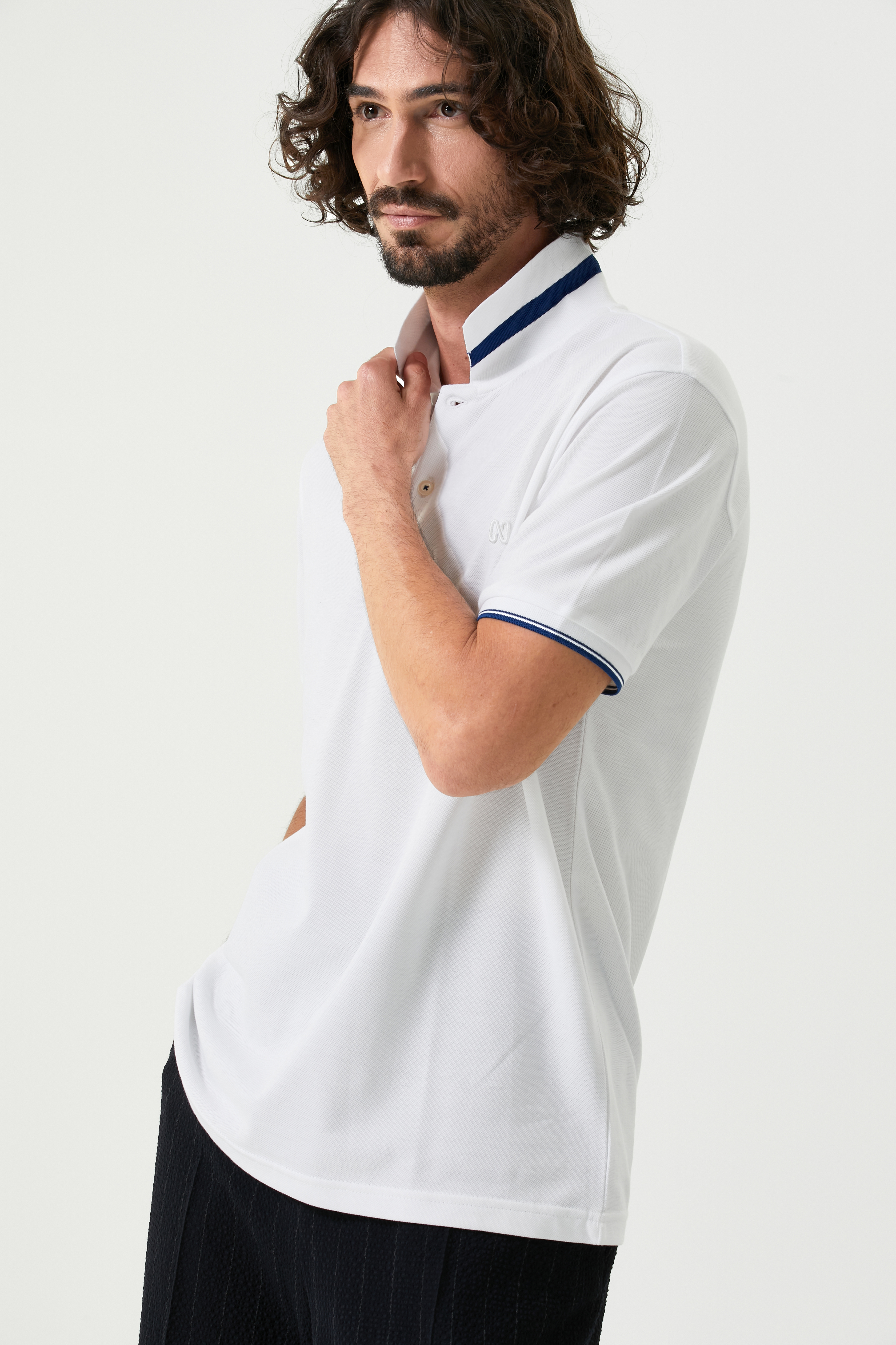 Slim Fit Beyaz Polo Yaka T-Shirt