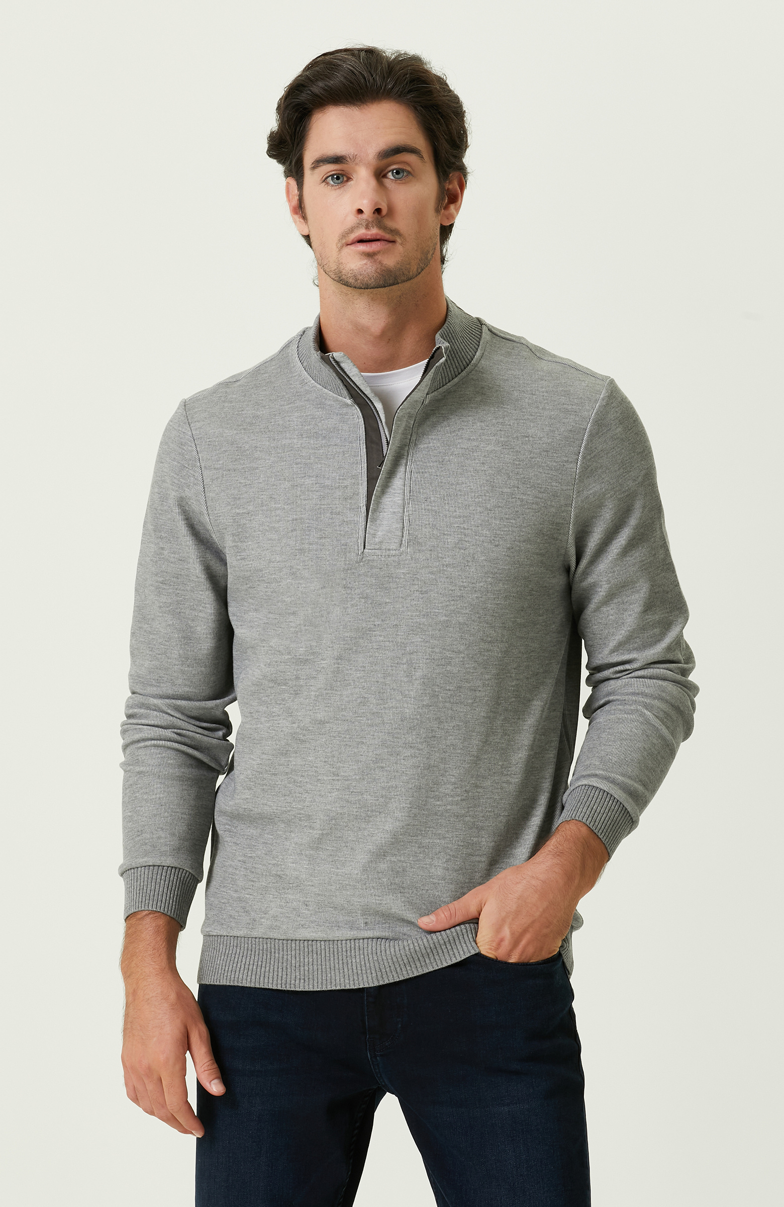 Orta Gri Melanj Sweatshirt