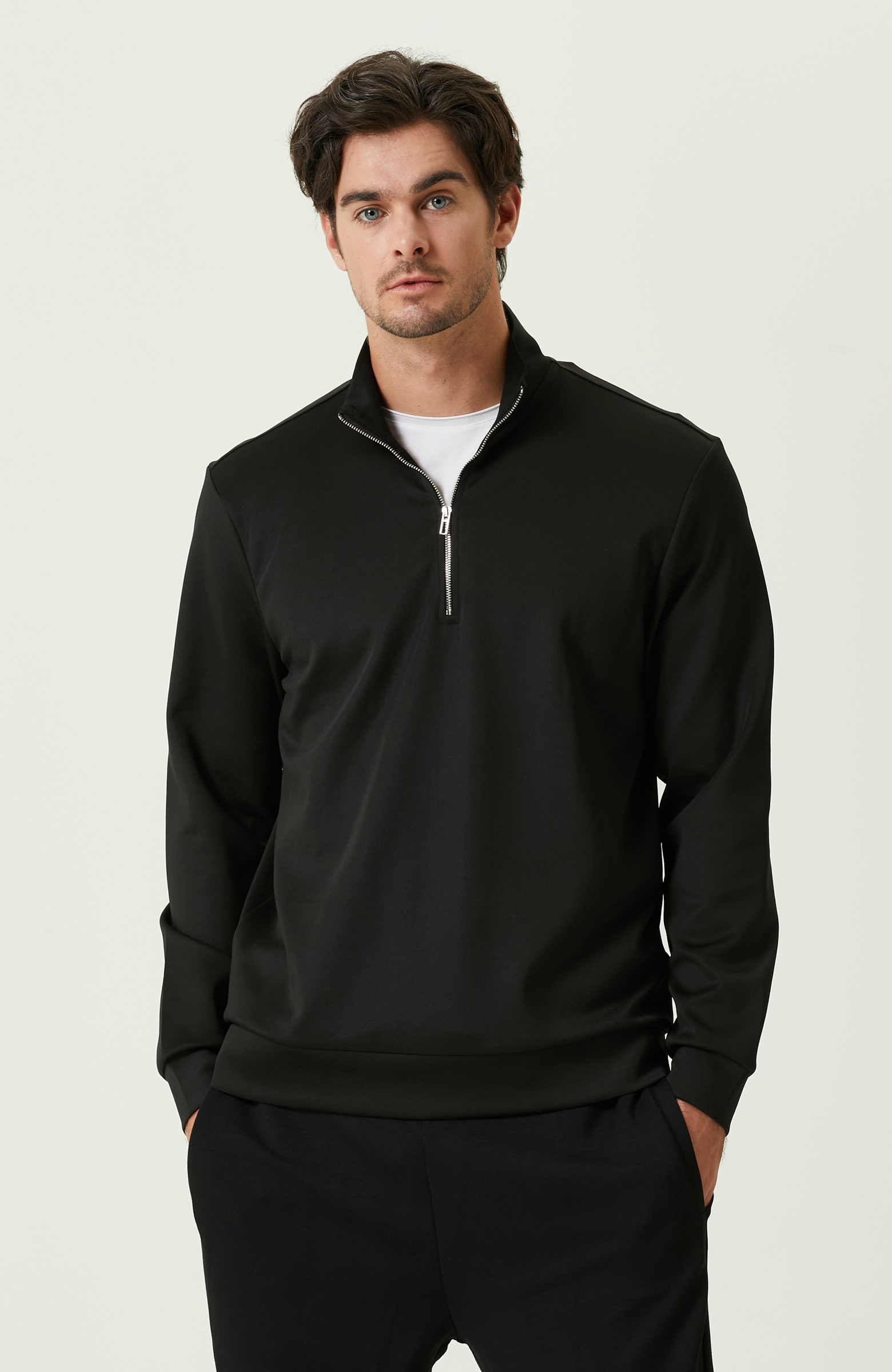 Slim Fit Siyah Sweatshirt