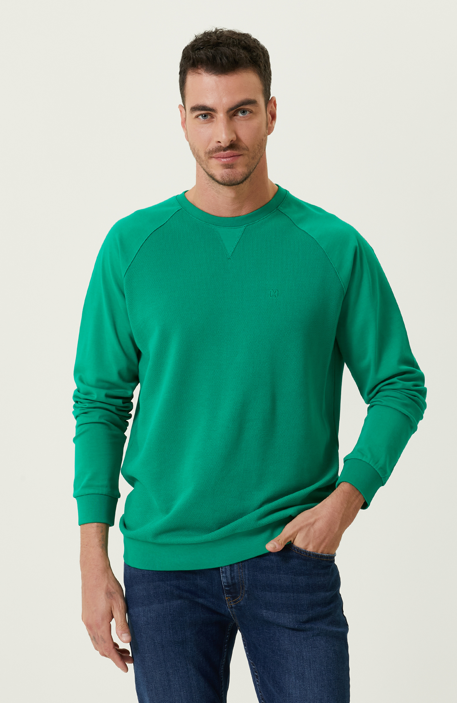 Yeşil Örme Sweatshirt