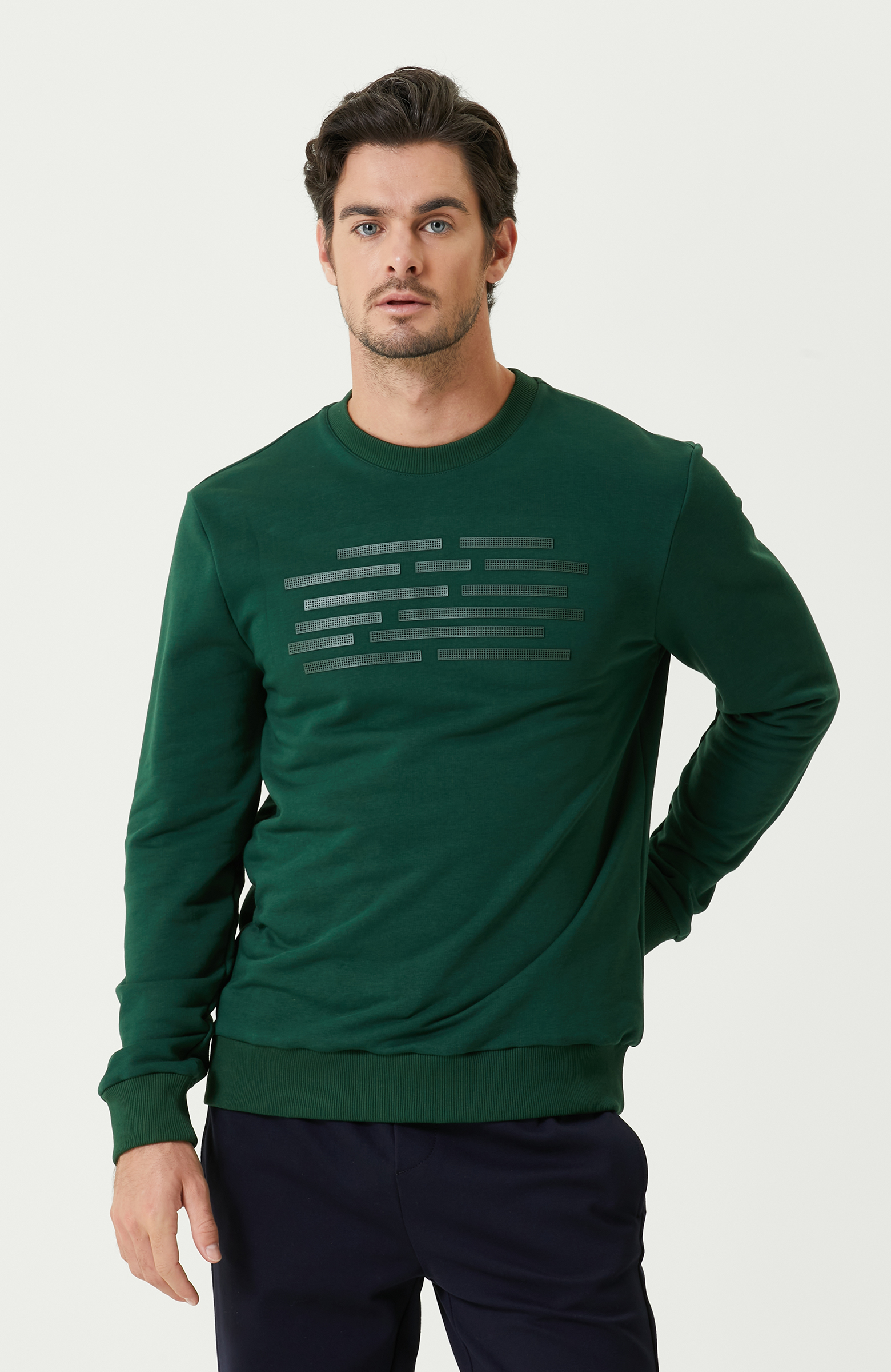 Slim Fit Yeşil Sweatshirt Slim Fit Yeşil Sweatshirt