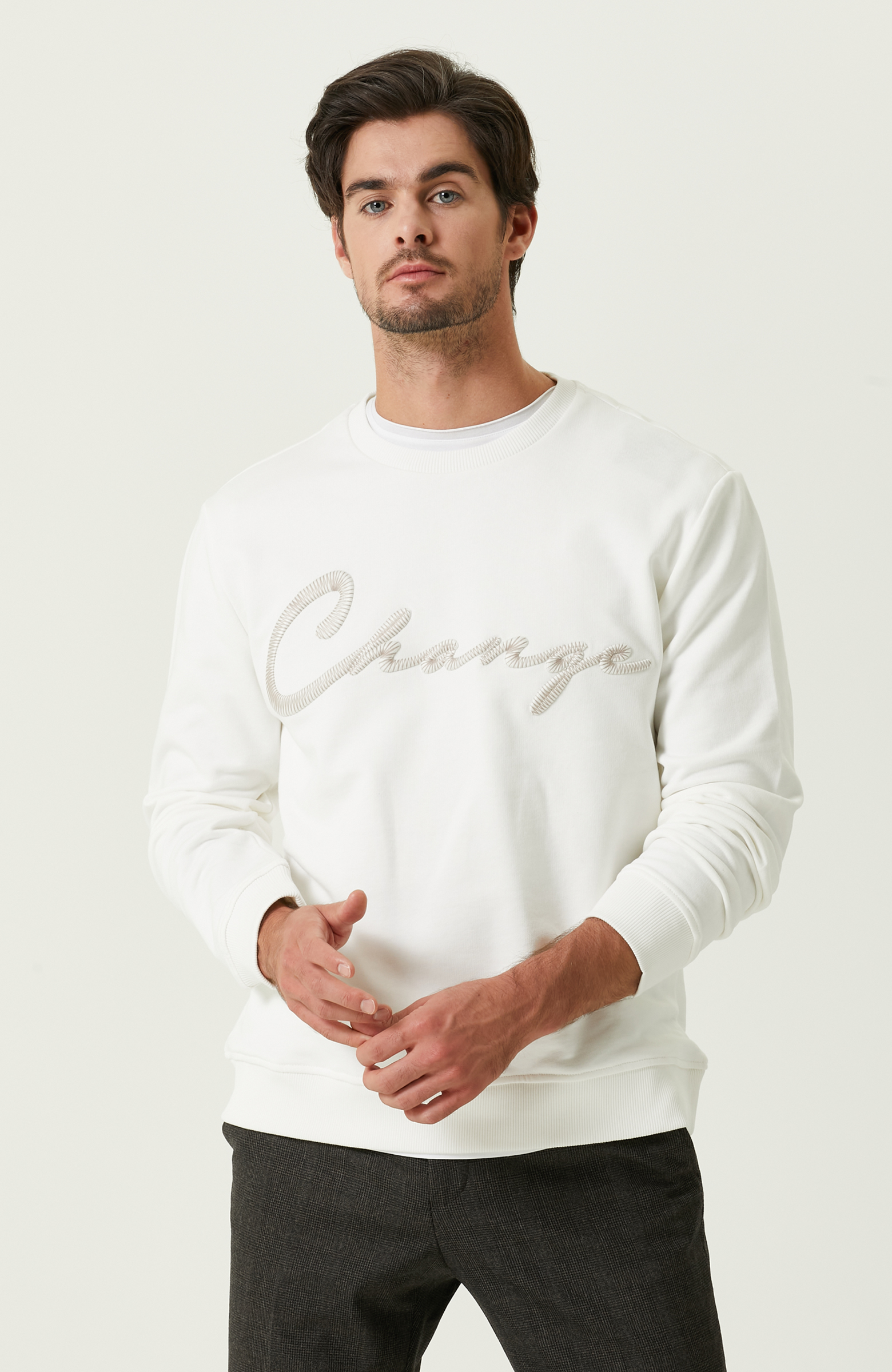 Slim Fit Ekru Sweatshirt Slim Fit Ekru Sweatshirt