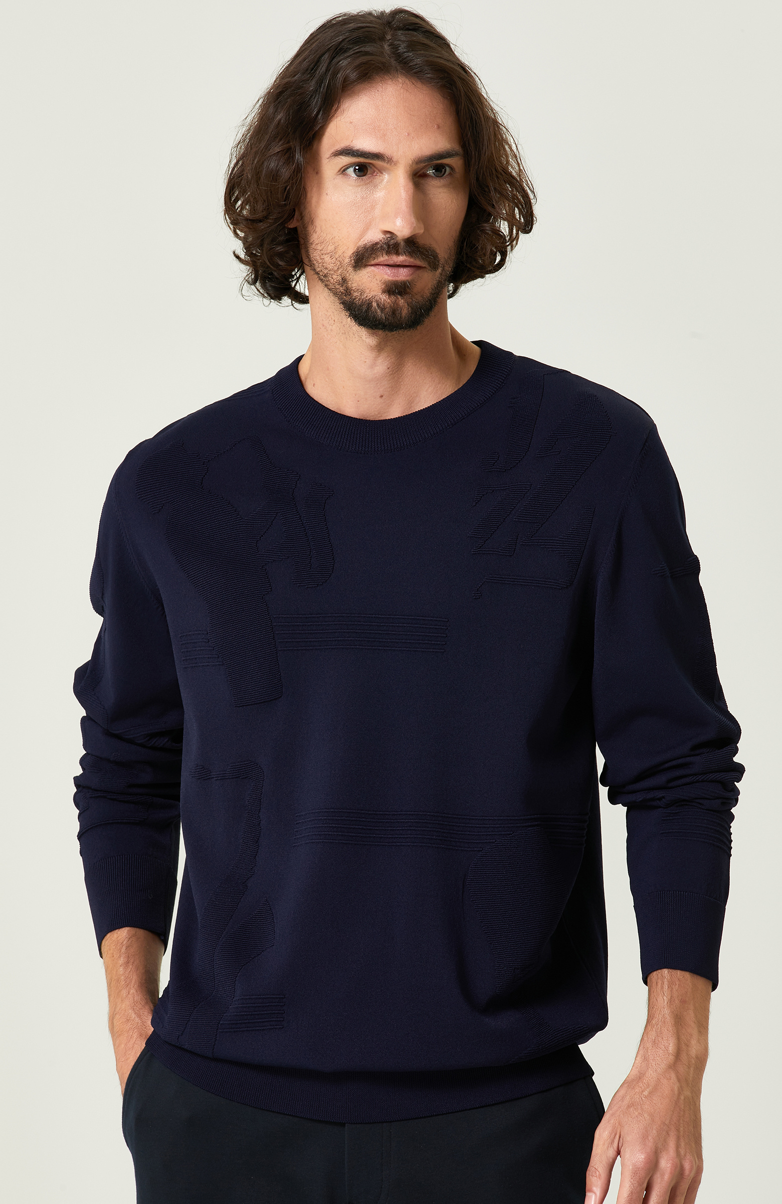 Lacivert Jakarlı Kazak