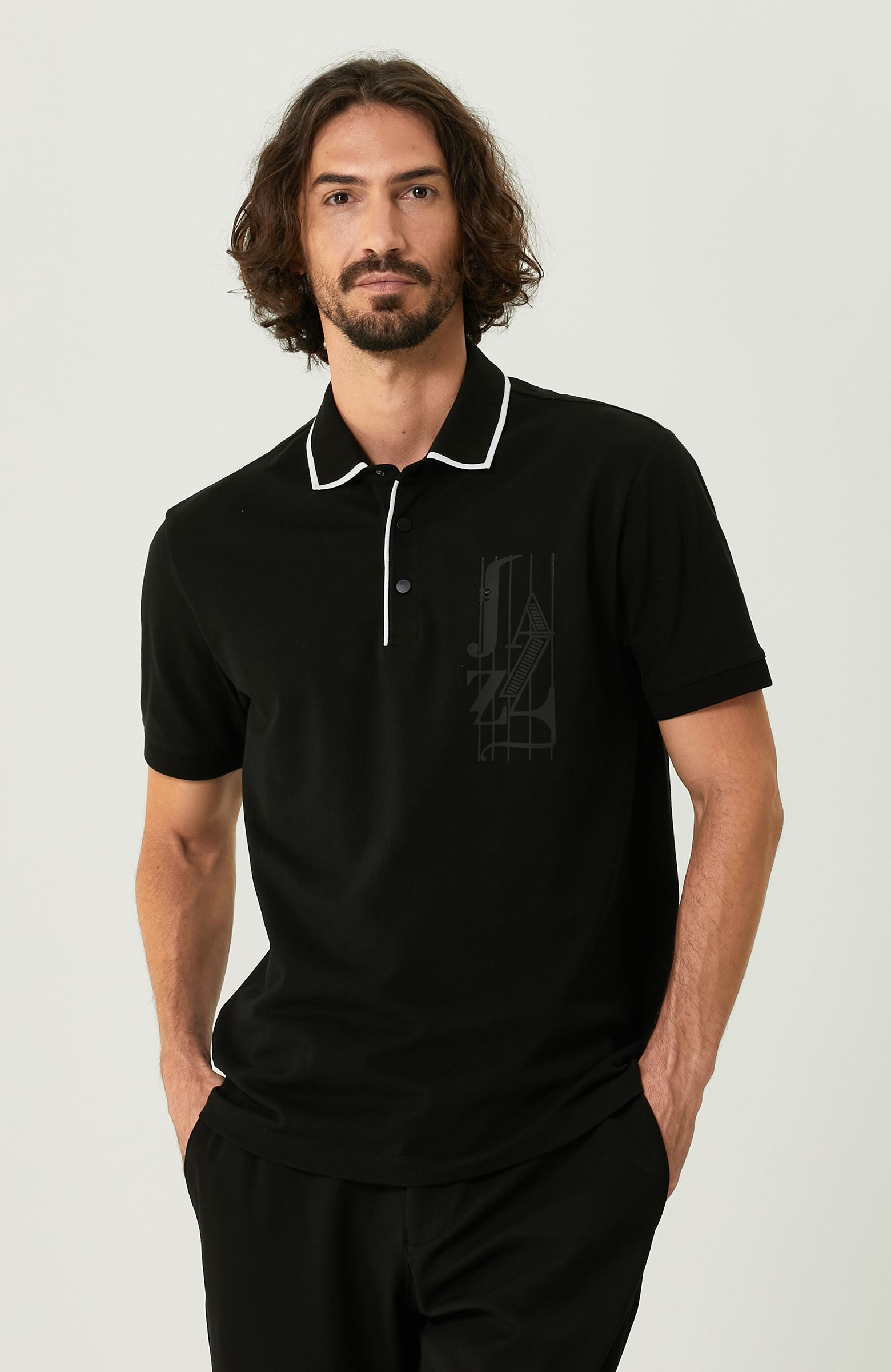 Slim Fit Siyah Polo Yaka T-Shirt Slim Fit Siyah Polo Yaka T-Shirt