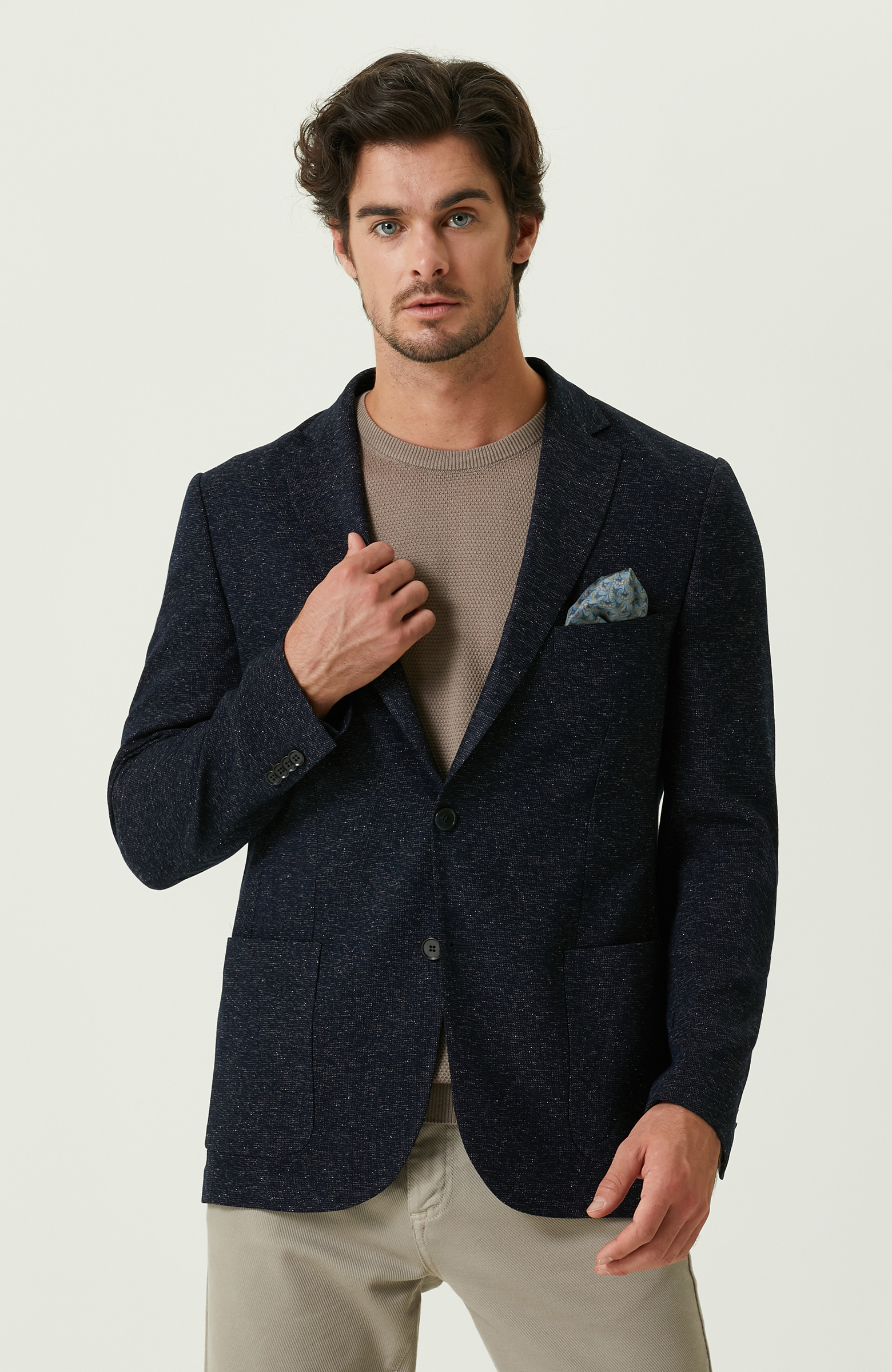 Lacivert Armürlü Ceket