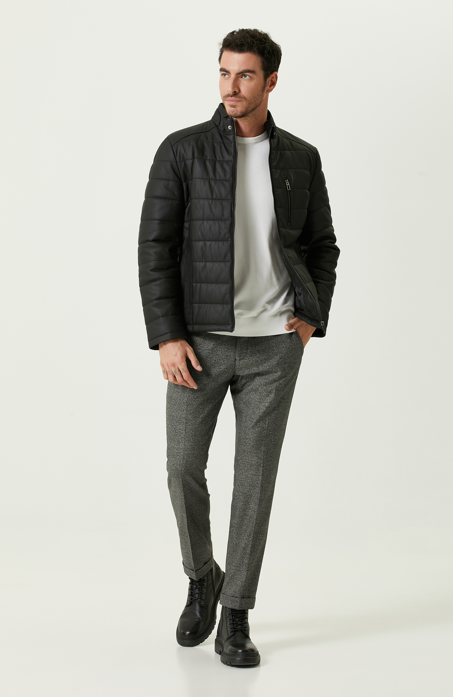 Slim Fit Siyah Gri Ekoseli Pantolon Slim Fit Siyah Gri Ekoseli Pantolon