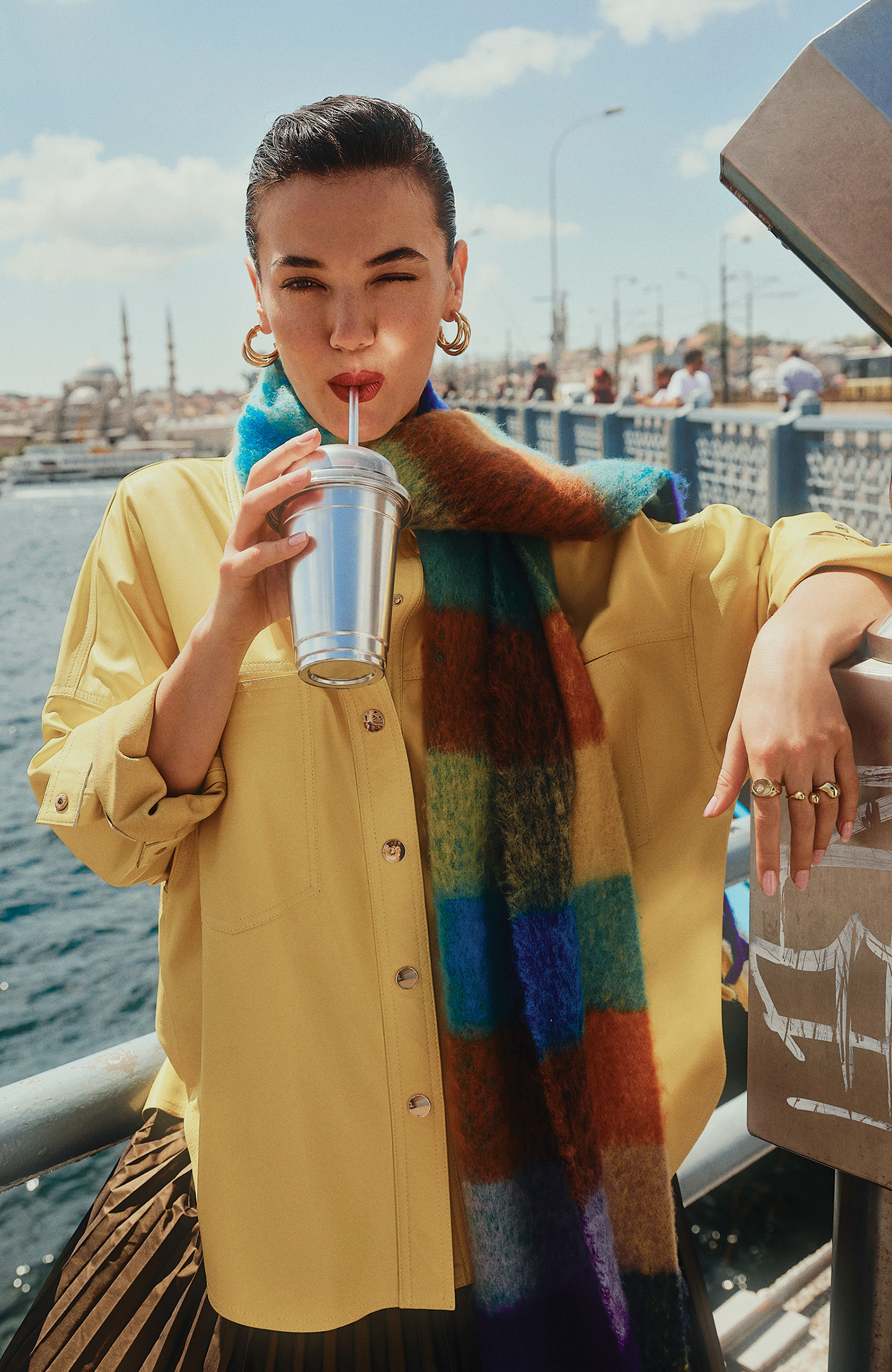 Regular Fit Sarı Deri Gömlek Regular Fit Sarı Deri Gömlek