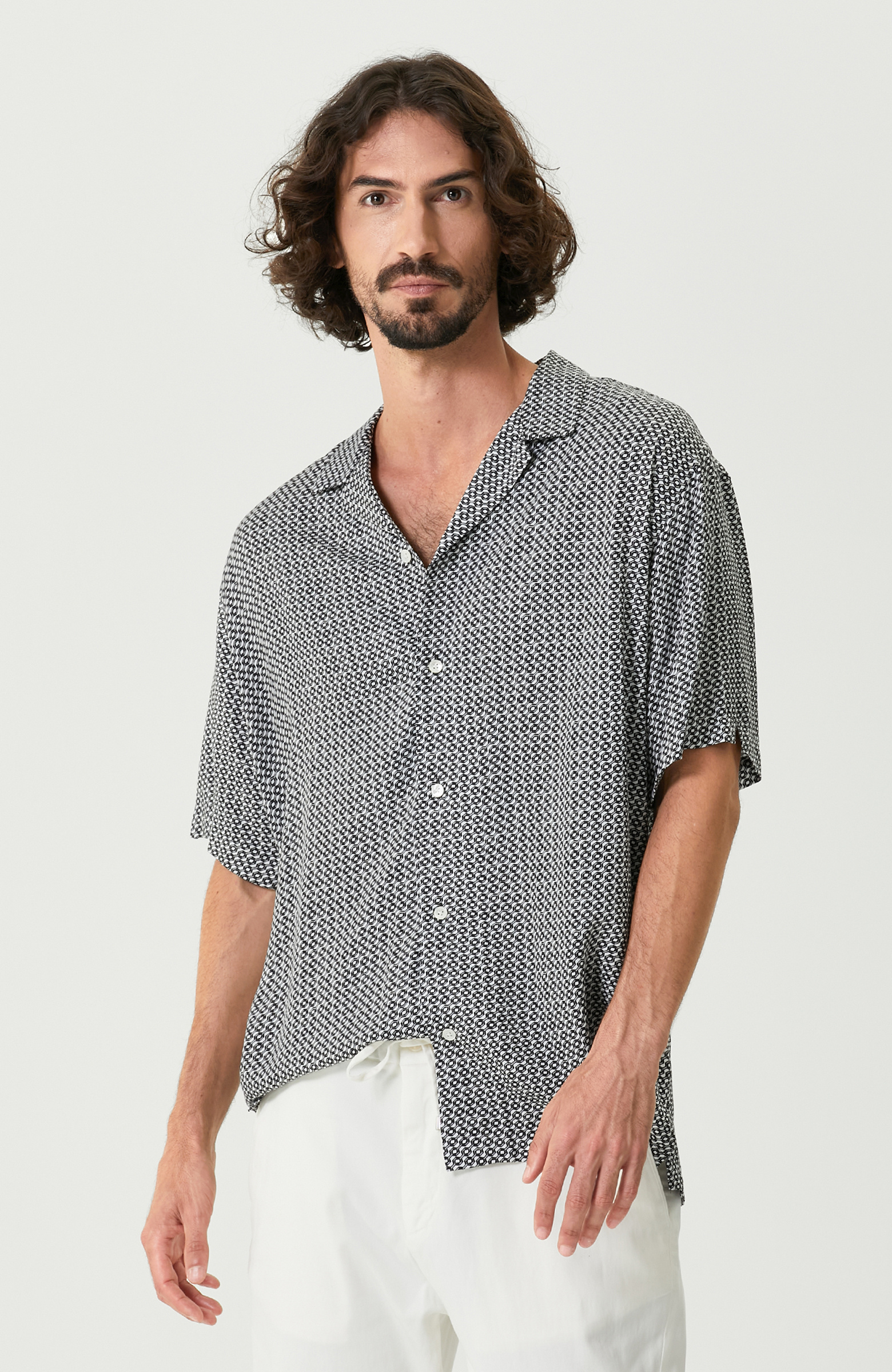 Comfort Fit Siyah Beyaz Gömlek