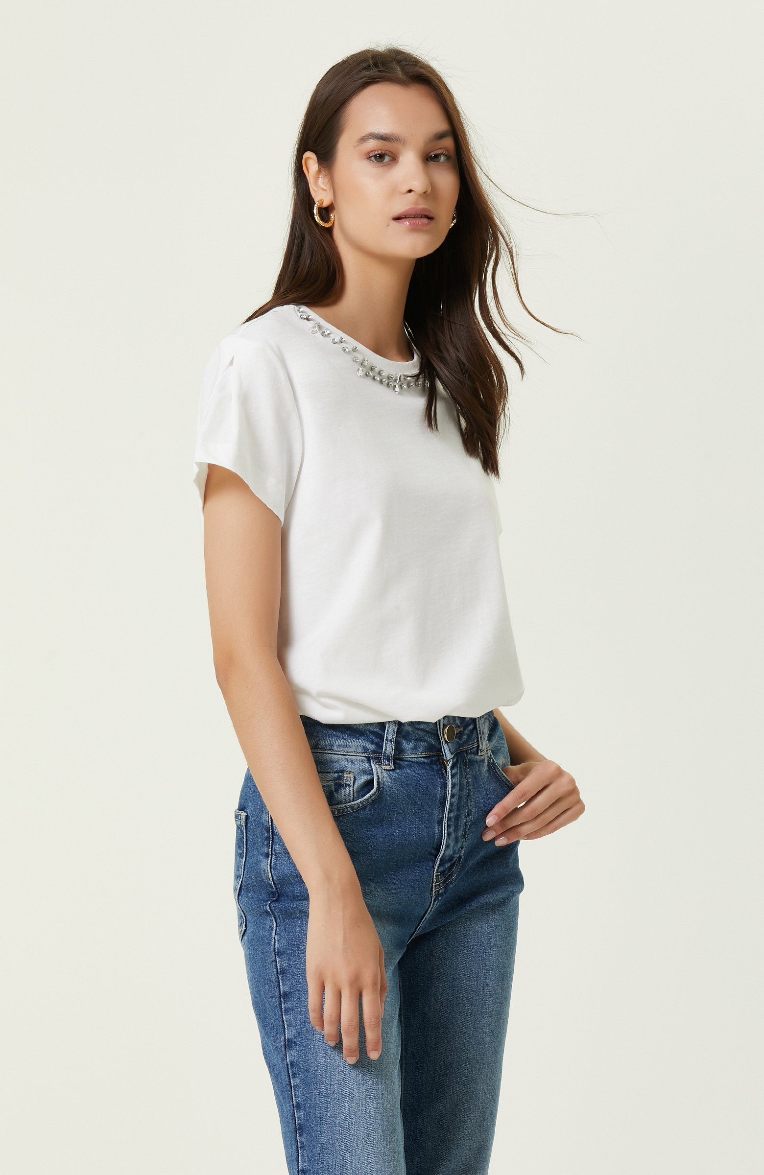 Basic Fit Beyaz T-shirt Basic Fit Beyaz T-shirt