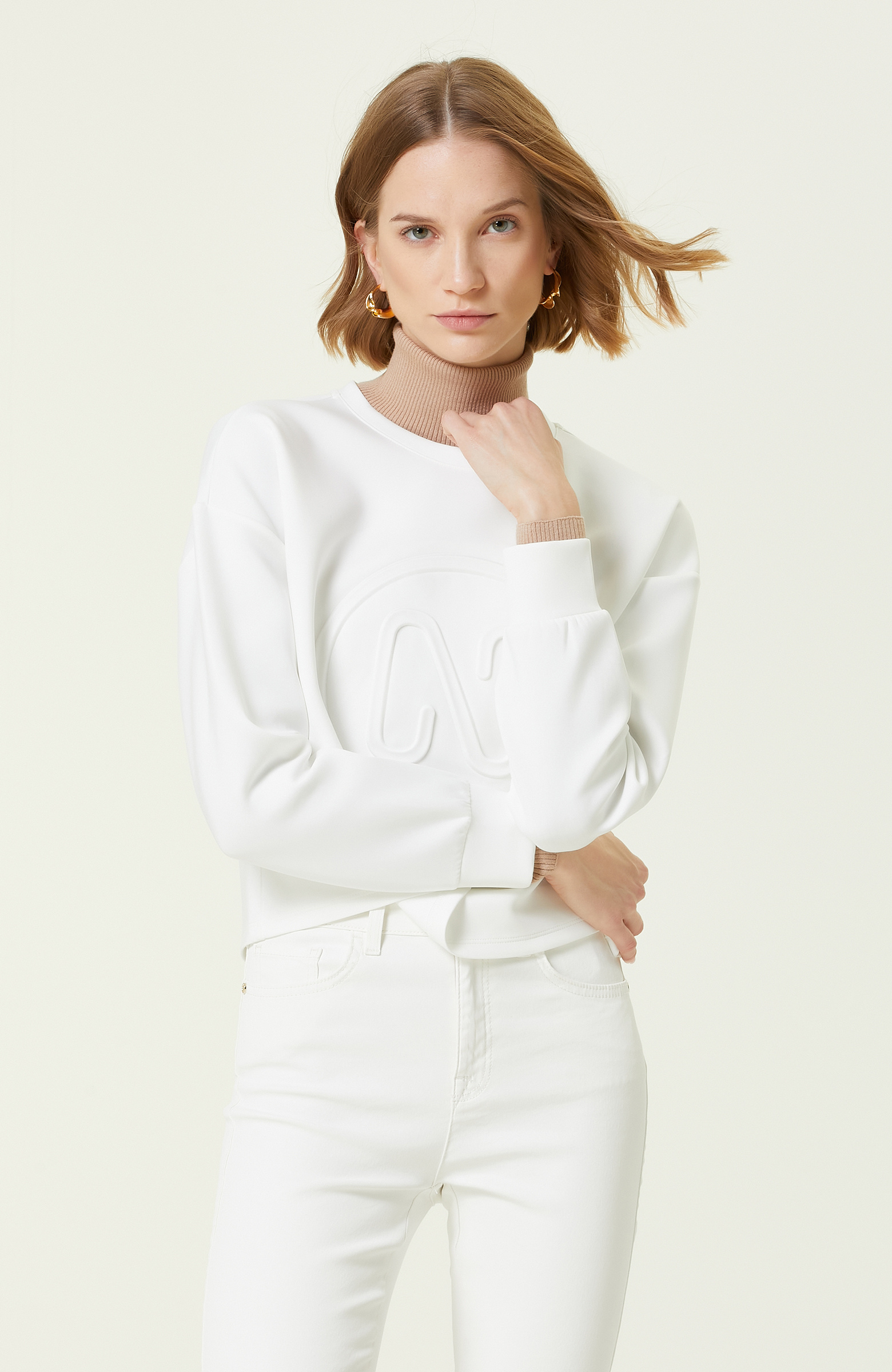 Ekru Örme Sweatshirt