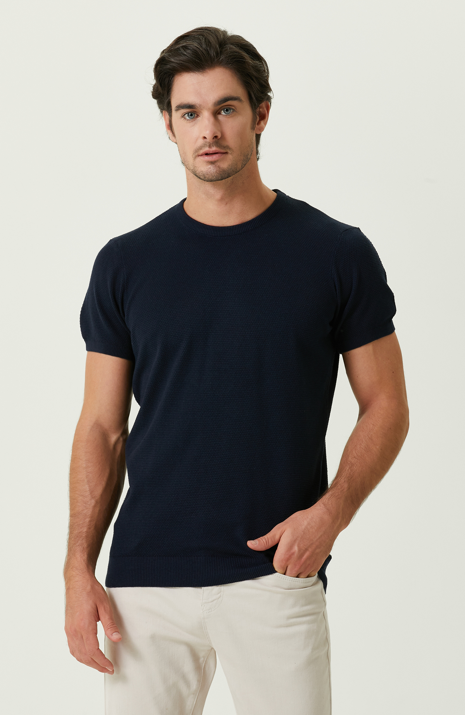 Lacivert Kısa Kol Kazak