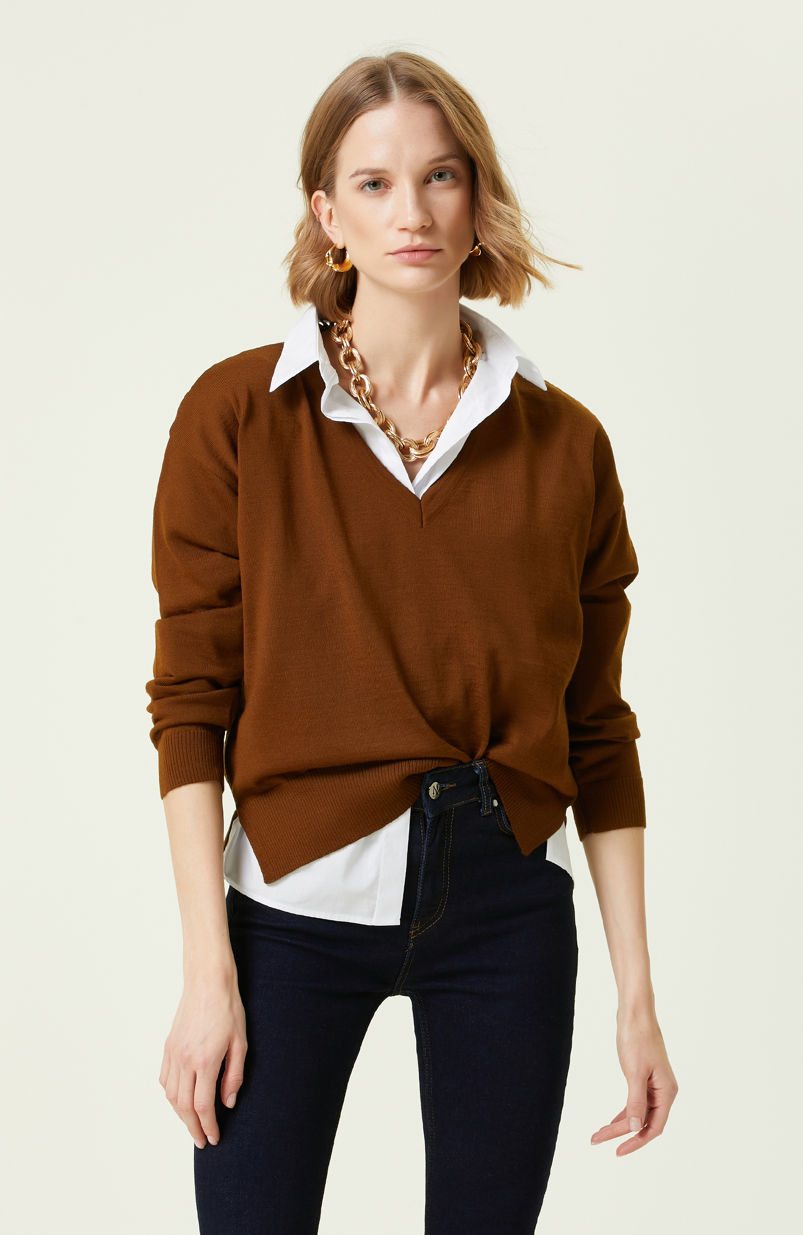 Basic Fit Kahverengi Yün Kazak Basic Fit Kahverengi Yün Kazak