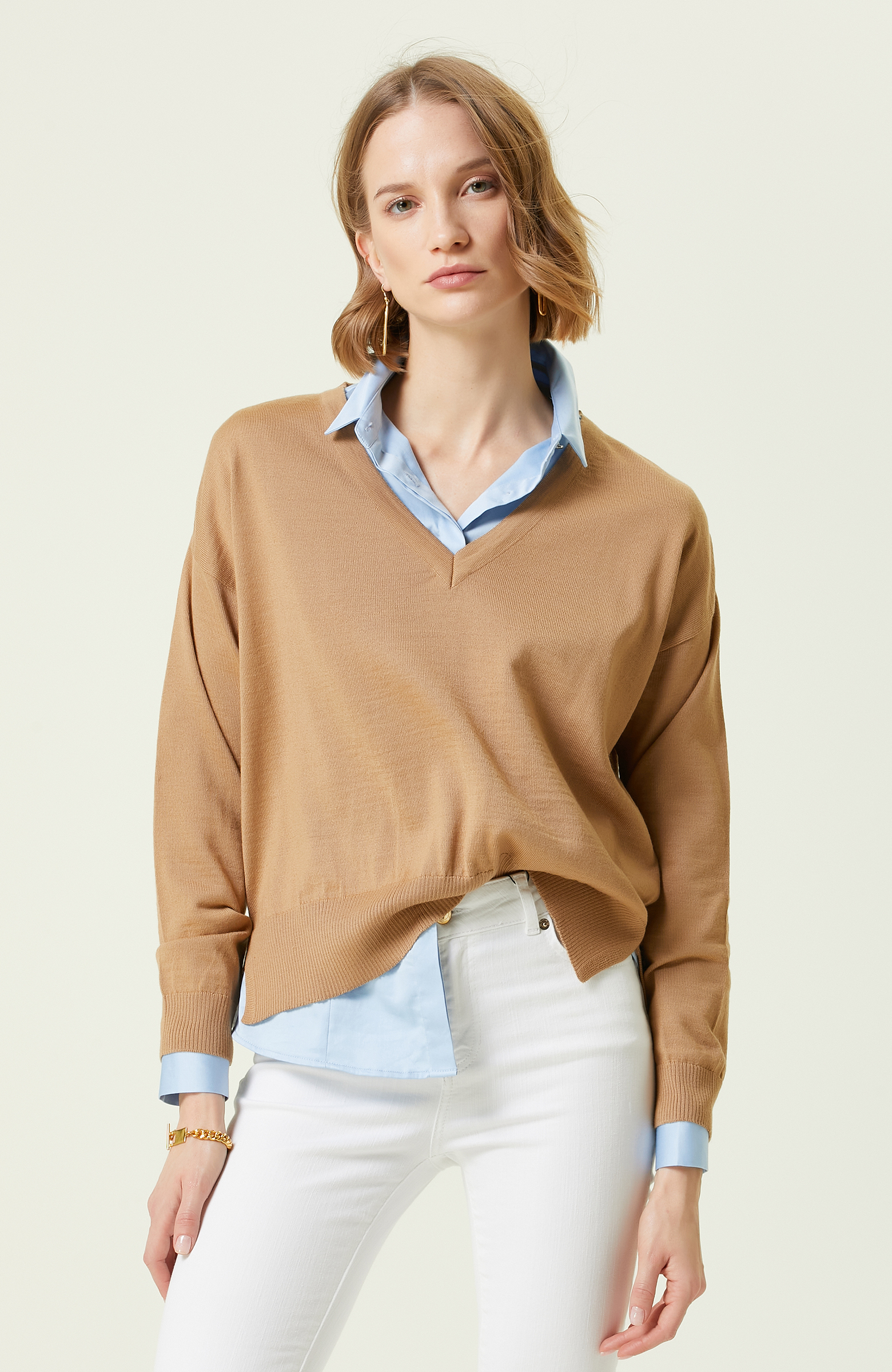 Basic Fit Camel Yün Kazak Basic Fit Camel Yün Kazak