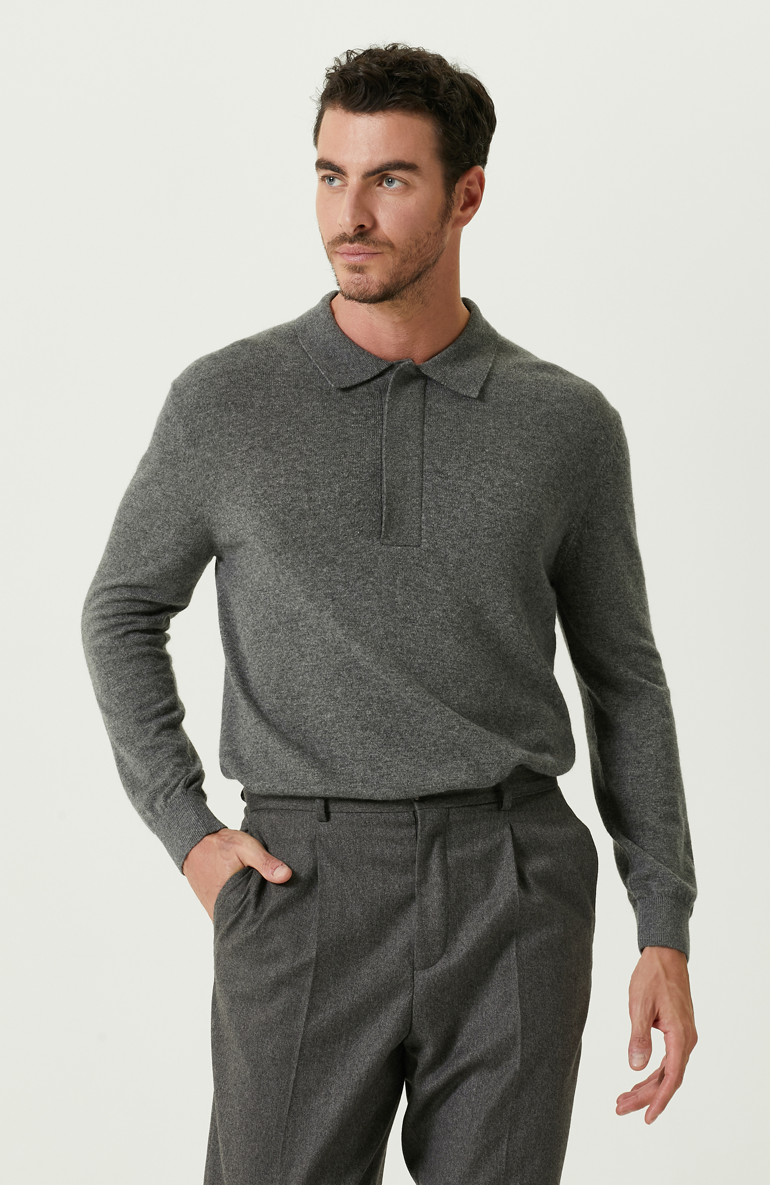 Comfort Fit Gri Melanj Kazak