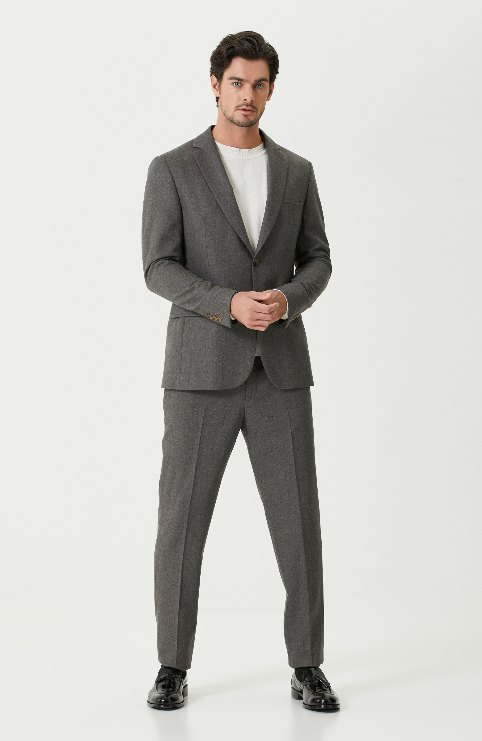 Loro Piana Gri Yün Takım Elbise Loro Piana Gri Yün Takım Elbise