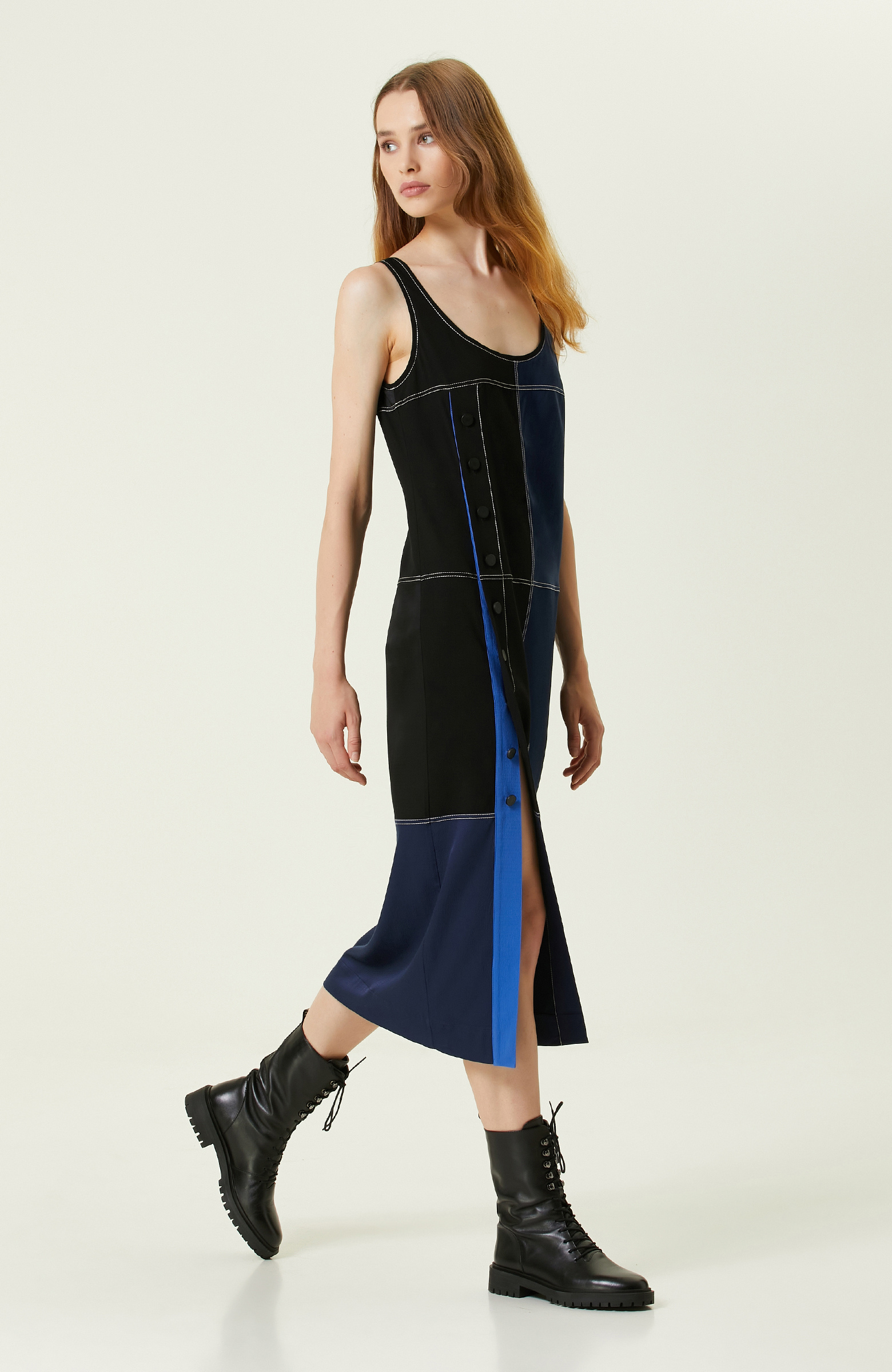 Lacivert Midi Elbise