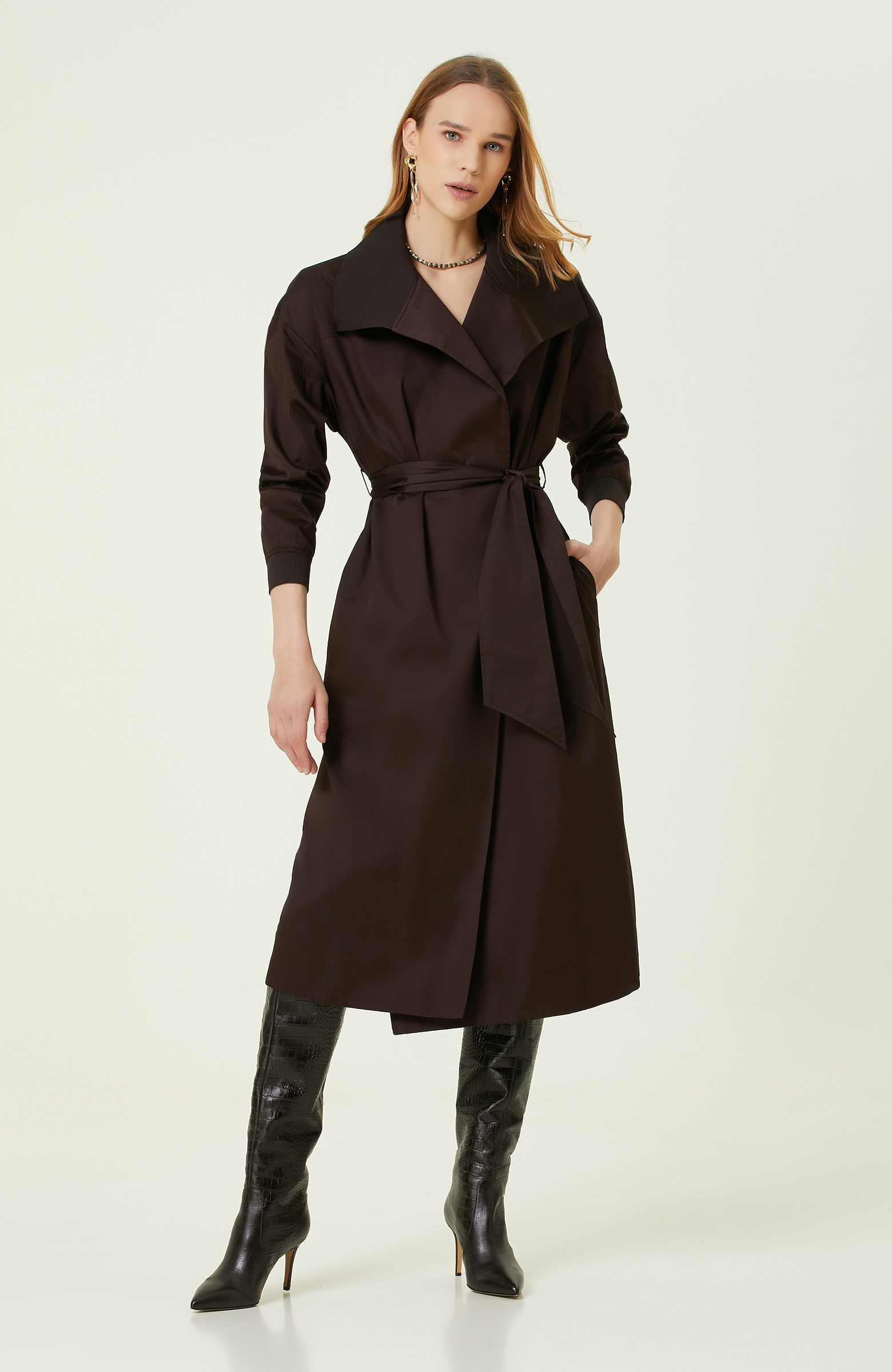 Kahverengi Midi Elbise