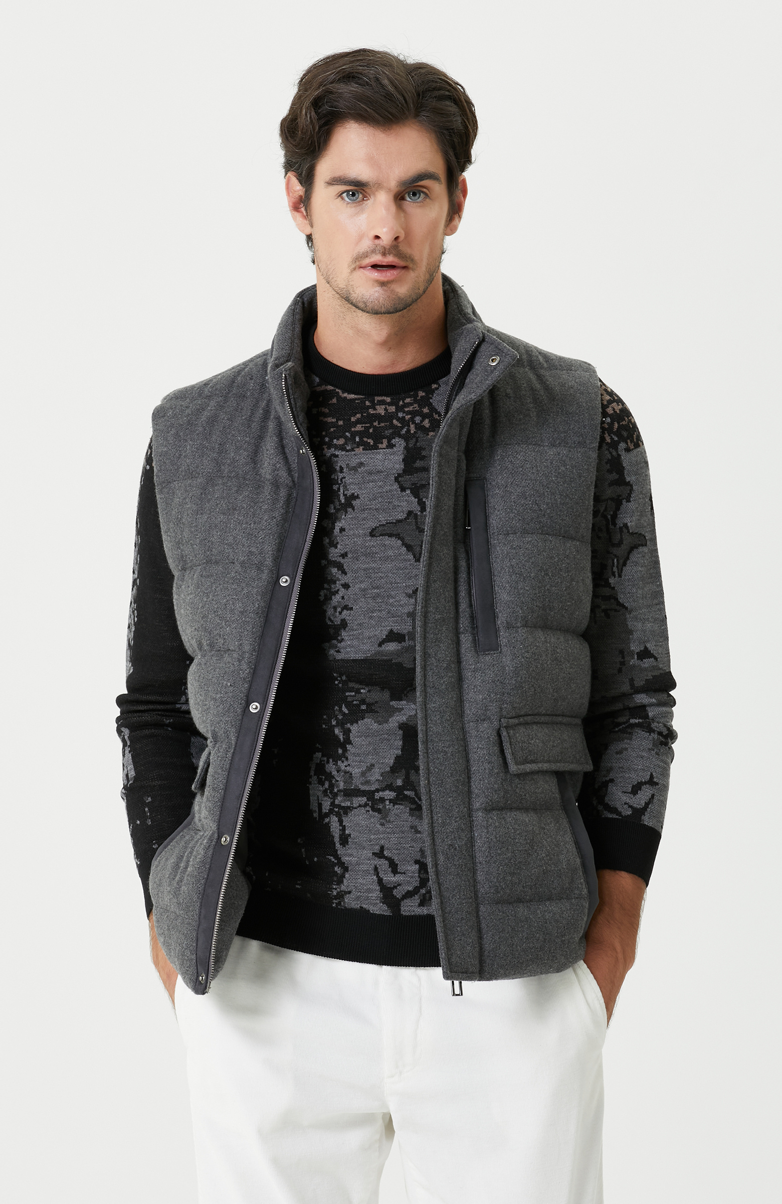 Gri Casual Yün Yelek