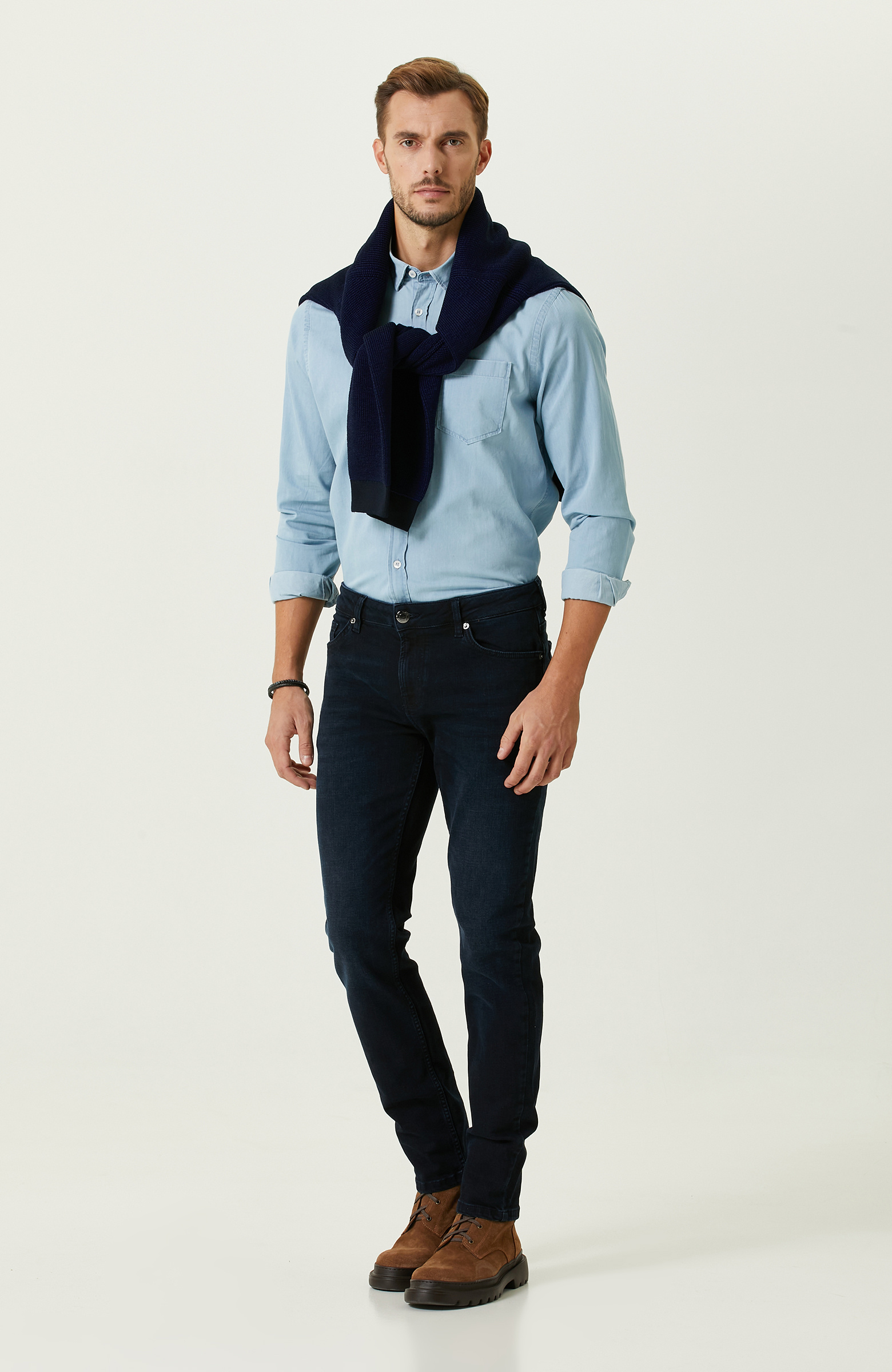 Slim Fit Lacivert Denim Pantolon