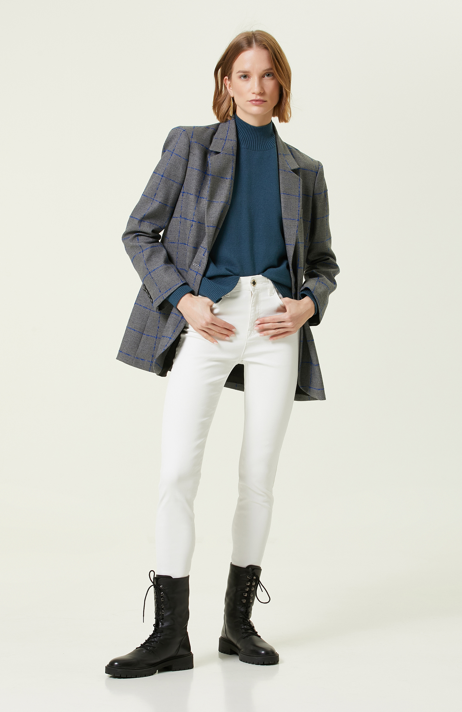 Skinny Ekru Denim Pantolon Skinny Ekru Denim Pantolon