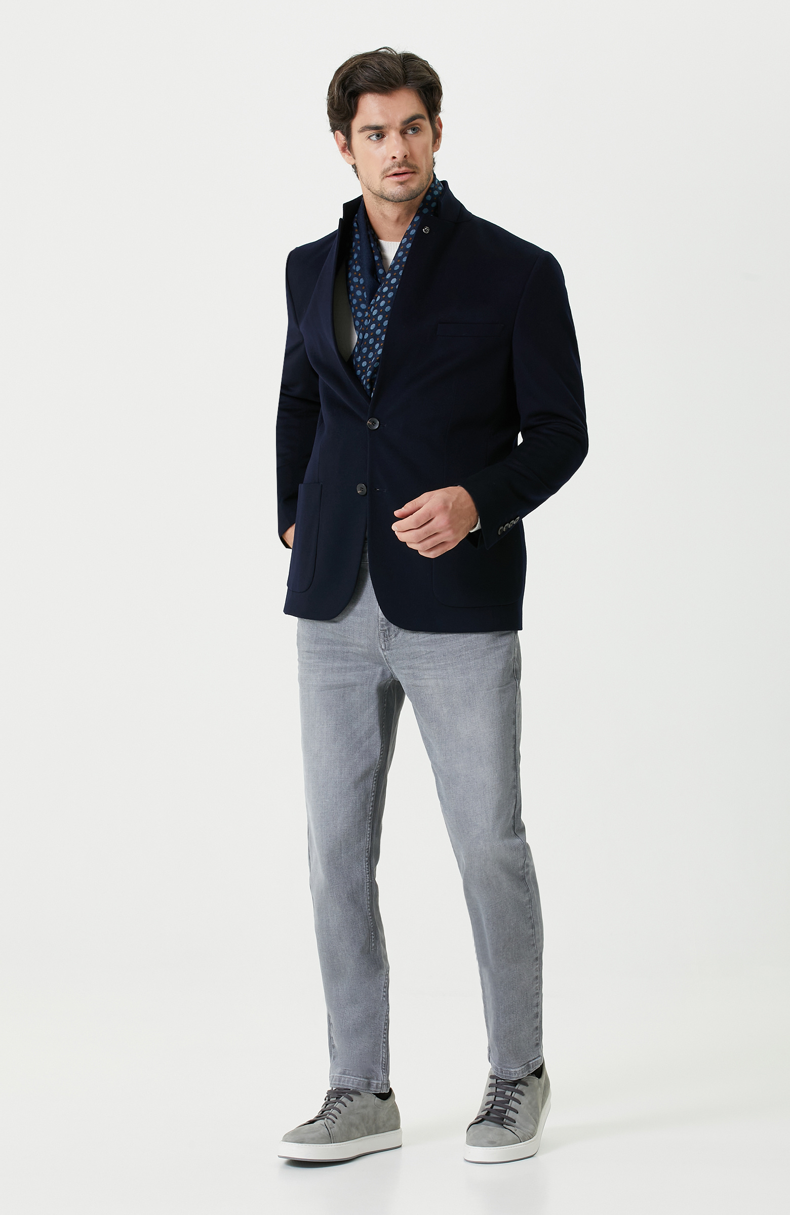 Slim Fit Açık Gri Denim Pantolon