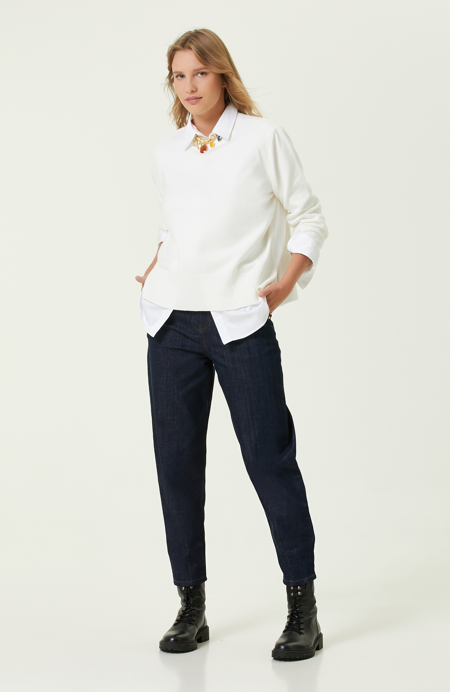 Basic Fit Koyu Indigo Denim Pantolon Basic Fit Koyu Indigo Denim Pantolon