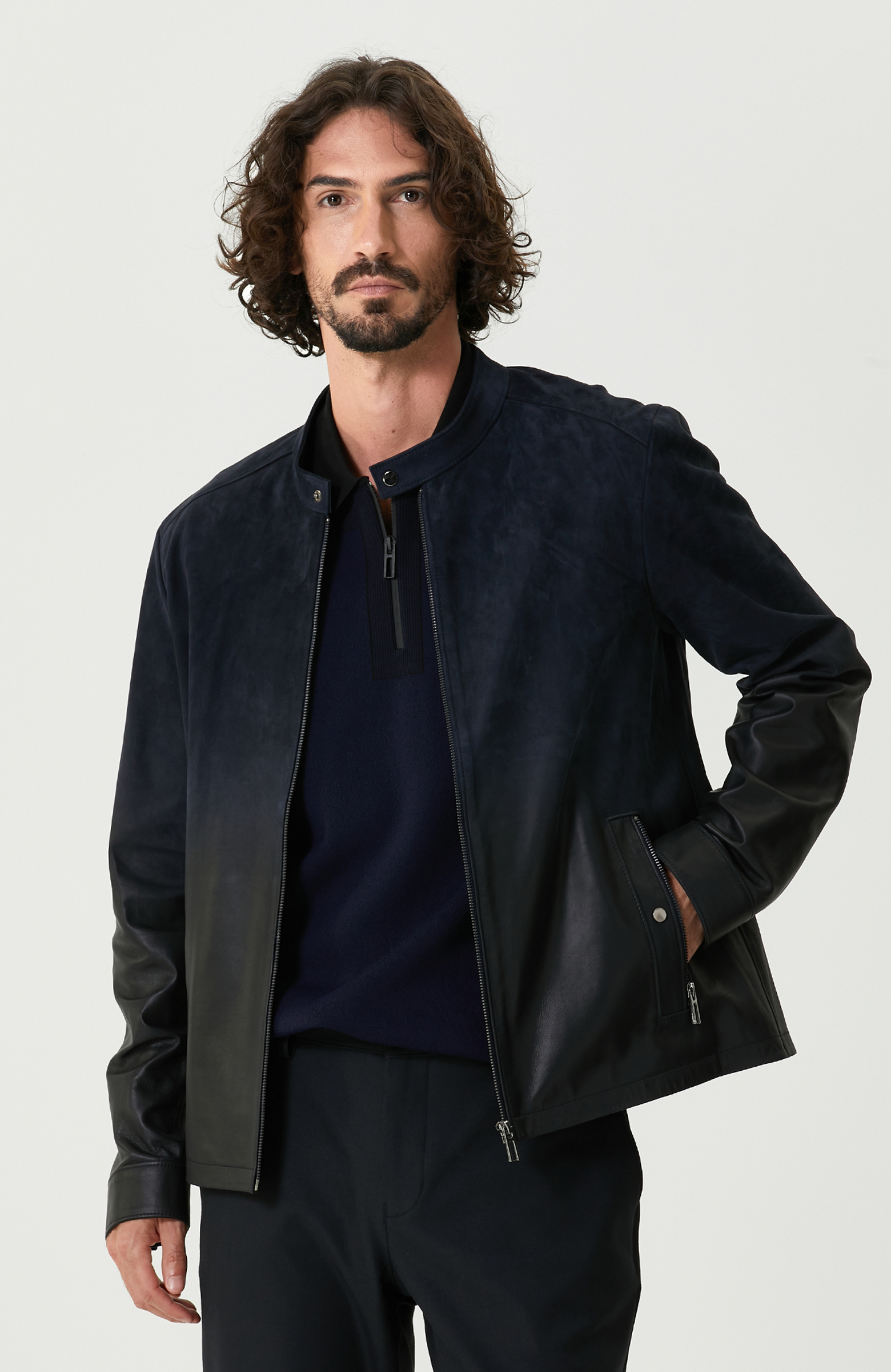 Lacivert Deri Gömlek