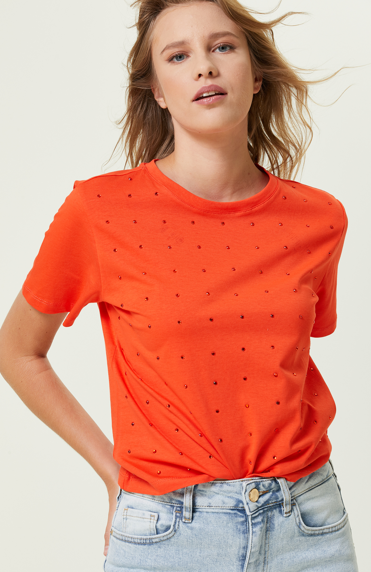 Turuncu Taşlı T-shirt