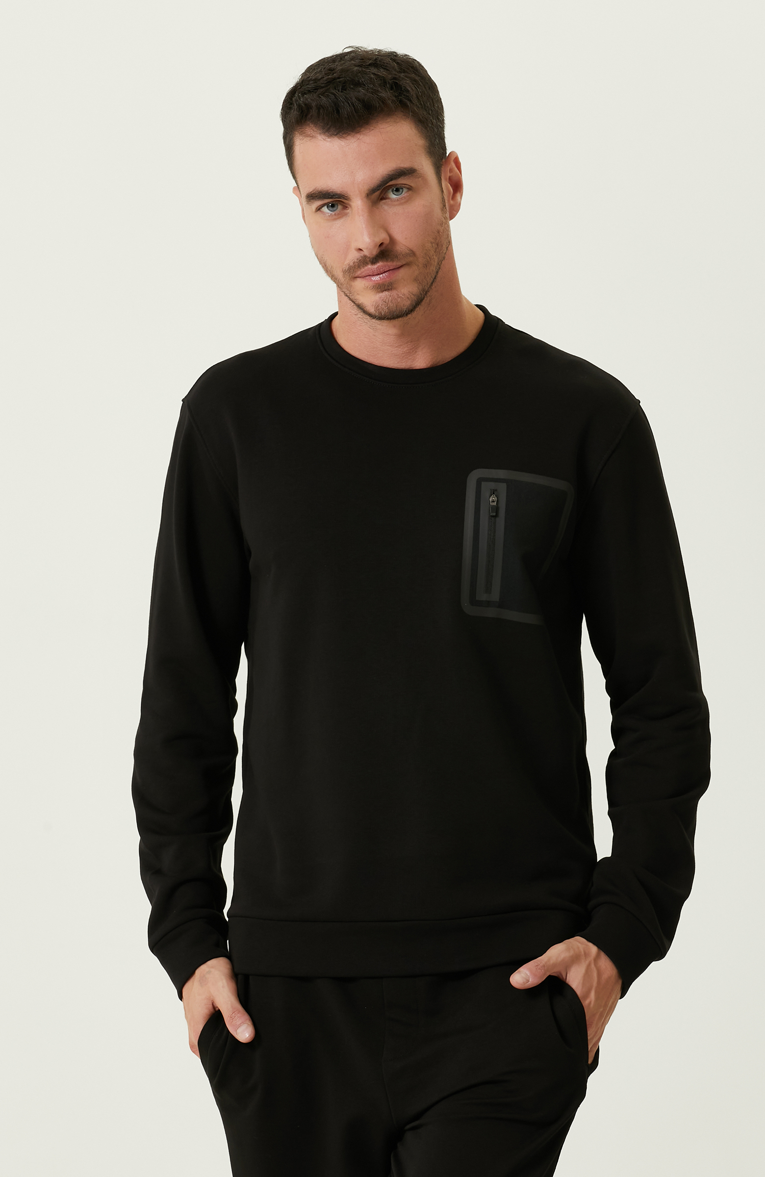 Siyah Penye Sweatshirt Siyah Penye Sweatshirt