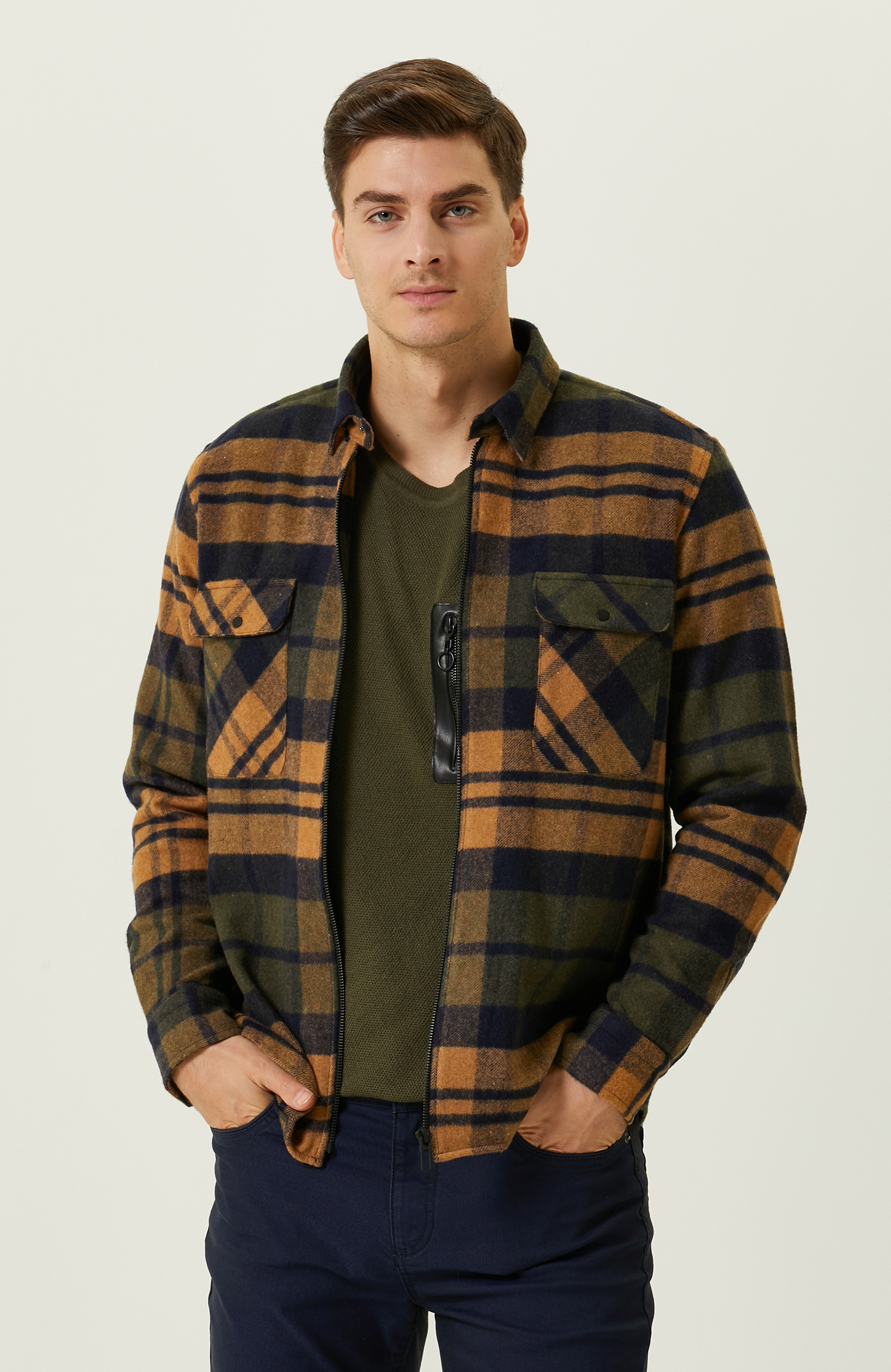 Slim Fit Haki Gömlek