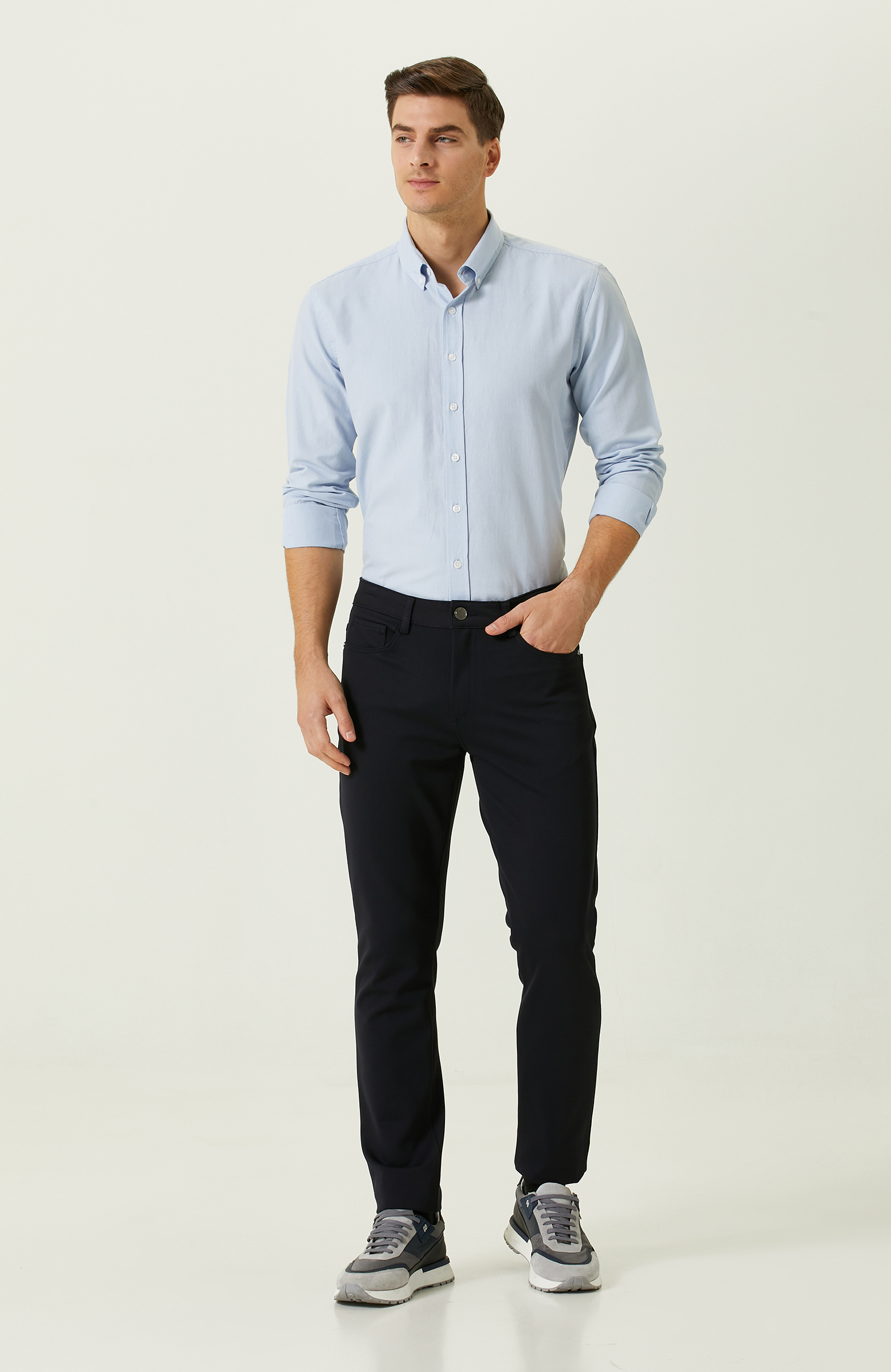 Slim Fit Lacivert Casual Pantolon