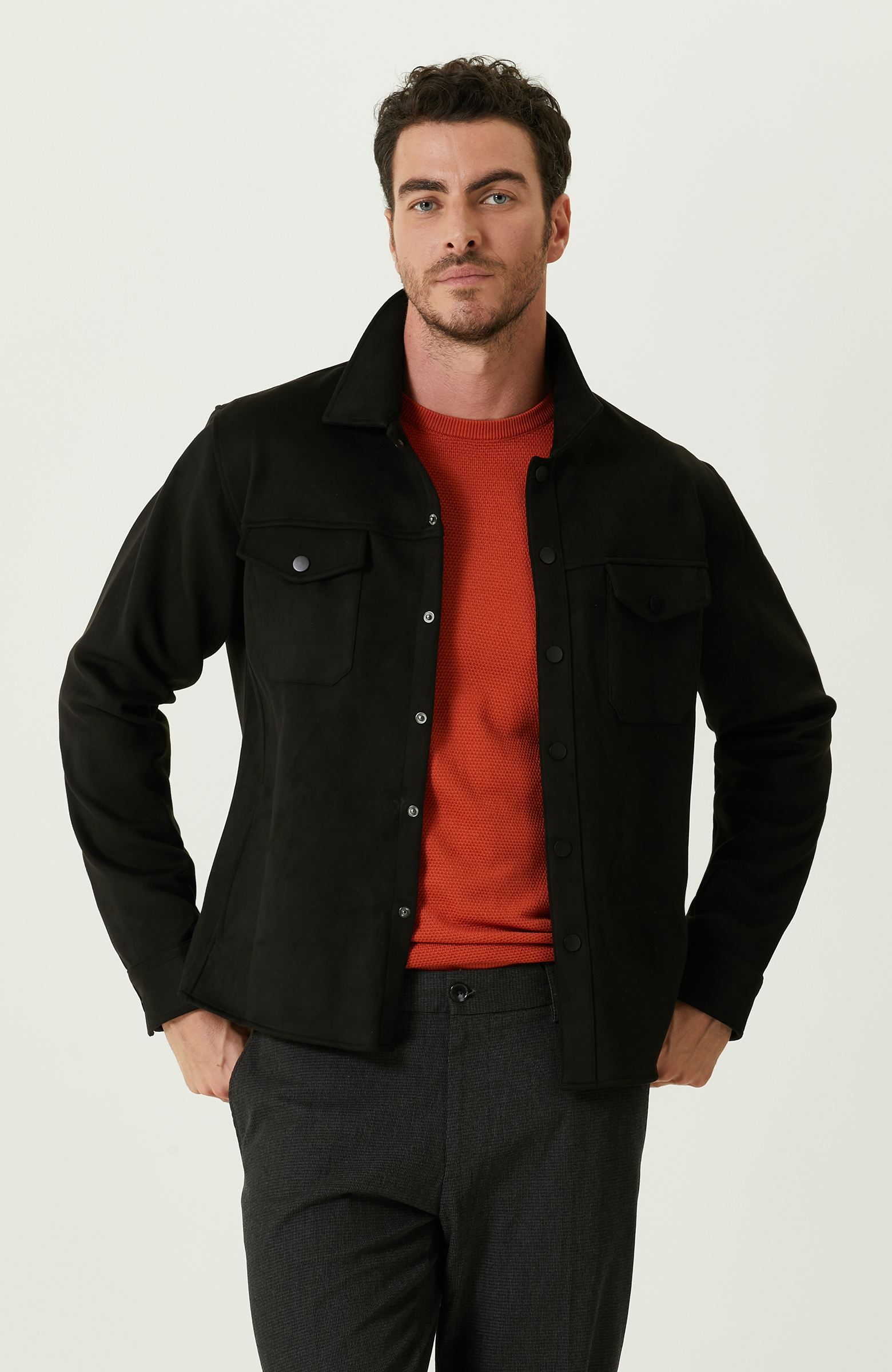 Comfort Fit Siyah Dış Gömlek