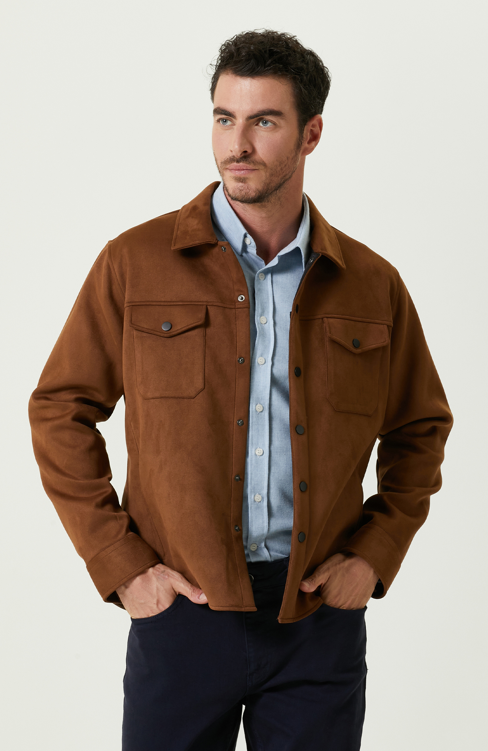 Comfort Fit Acı Kahve Dış Gömlek