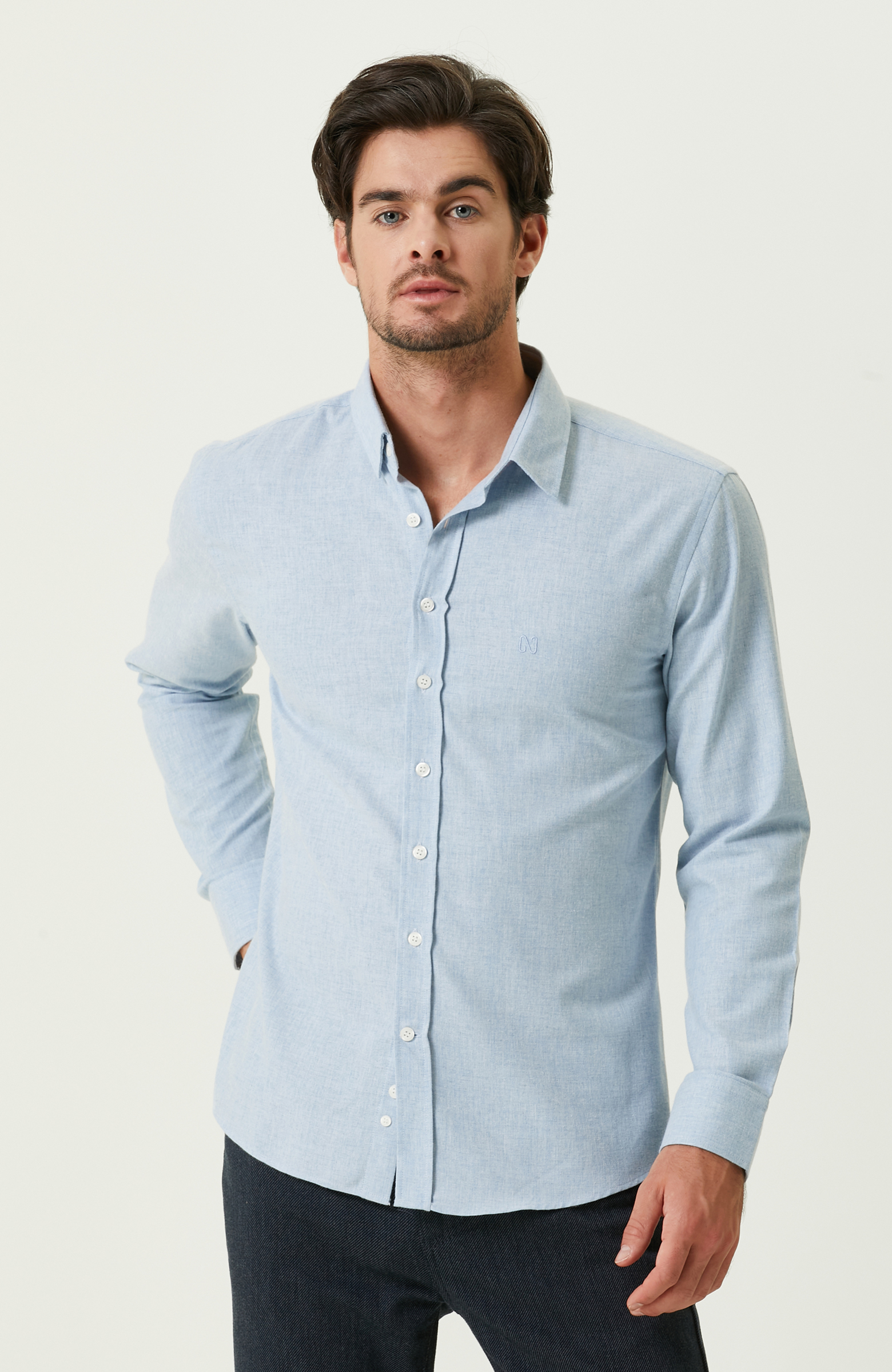 Slim Fit Açık Mavi Gömlek Slim Fit Açık Mavi Gömlek