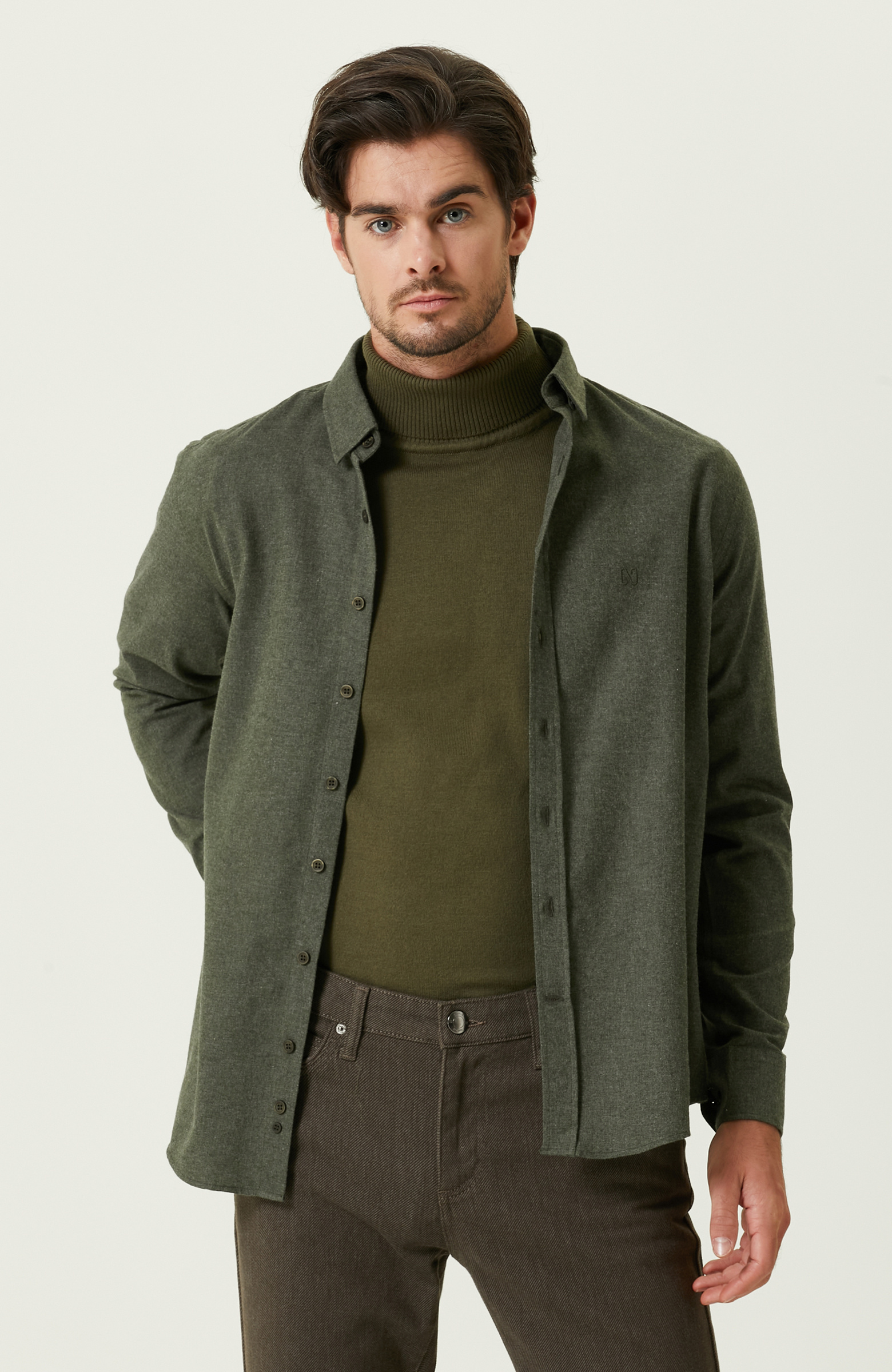 Slim Fit Haki Gömlek