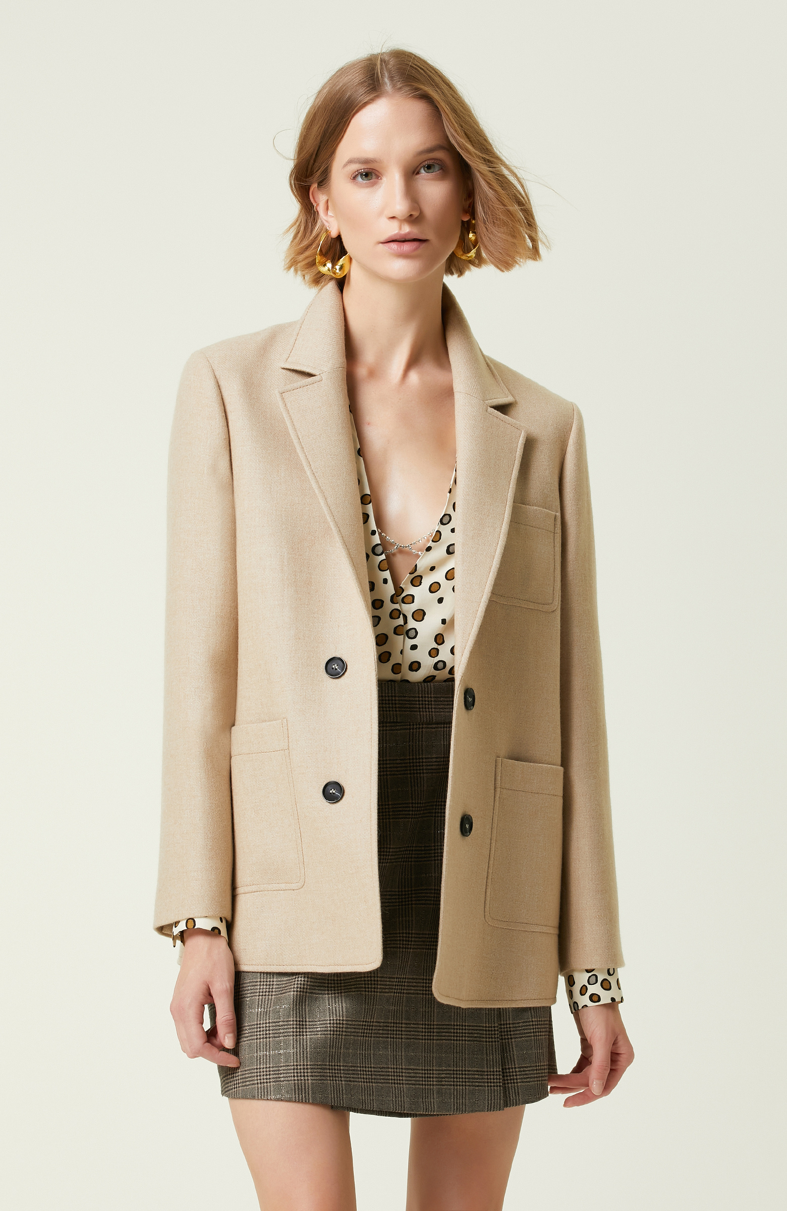 Regular Fit Bej Melanj Ceket Regular Fit Bej Melanj Ceket