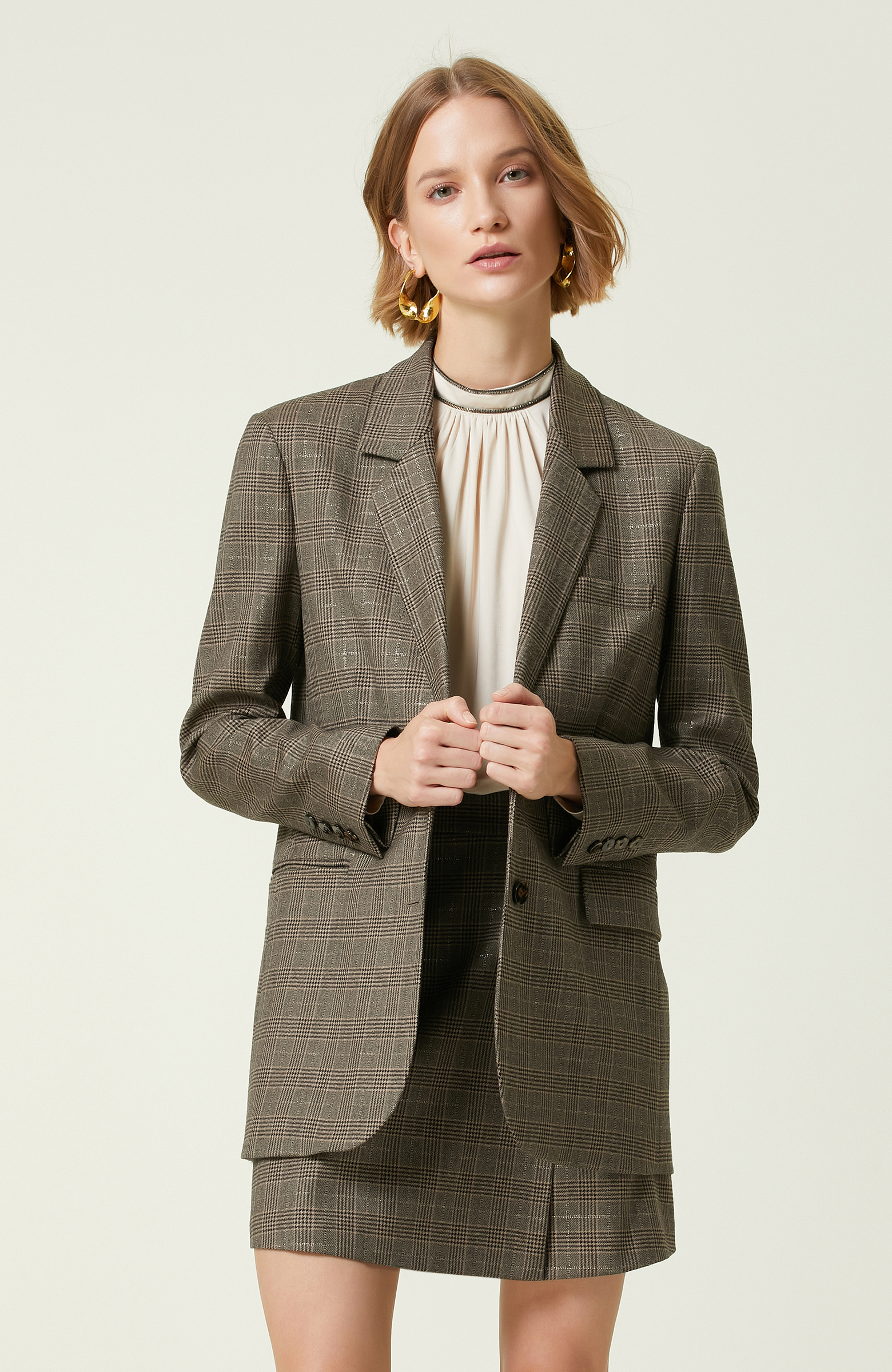 Kahverengi Ekoseli Ceket